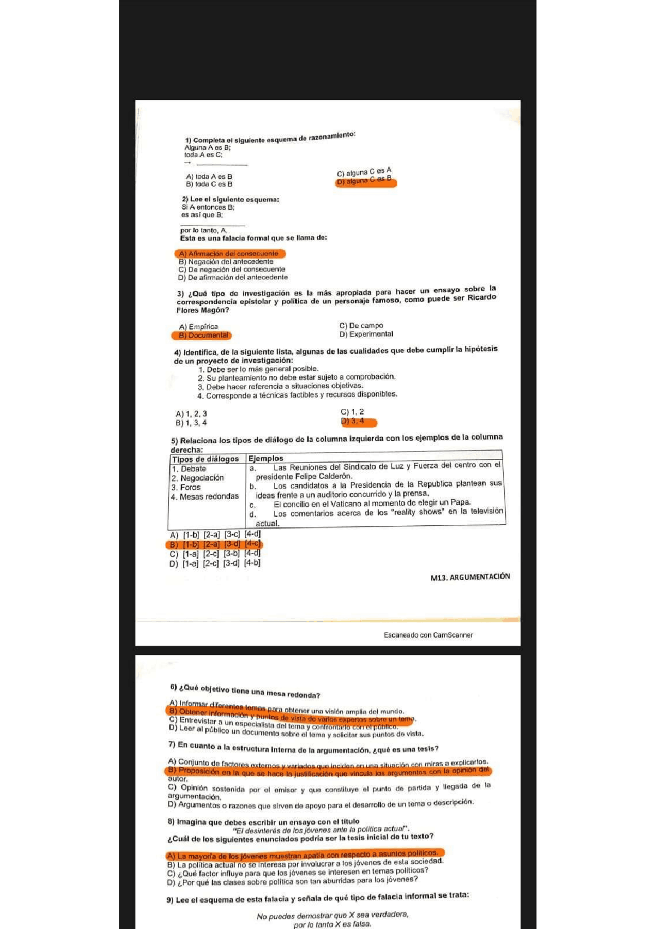 Argumentacion módulo 13 | Exámenes de Humanidades y Ciencias Sociales | Docsity
