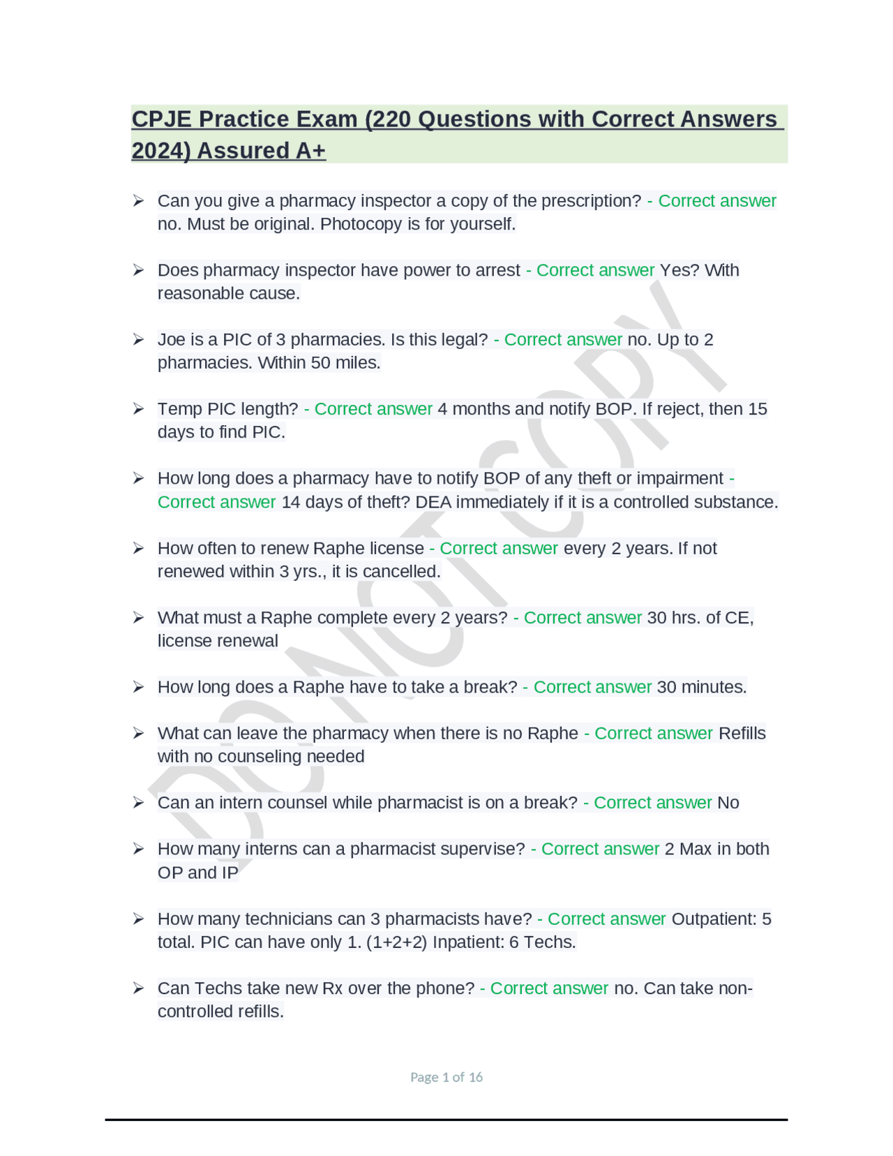 CPJE Practice Exam (220 Questions with Correct Answers 2024) Assured A+ ...