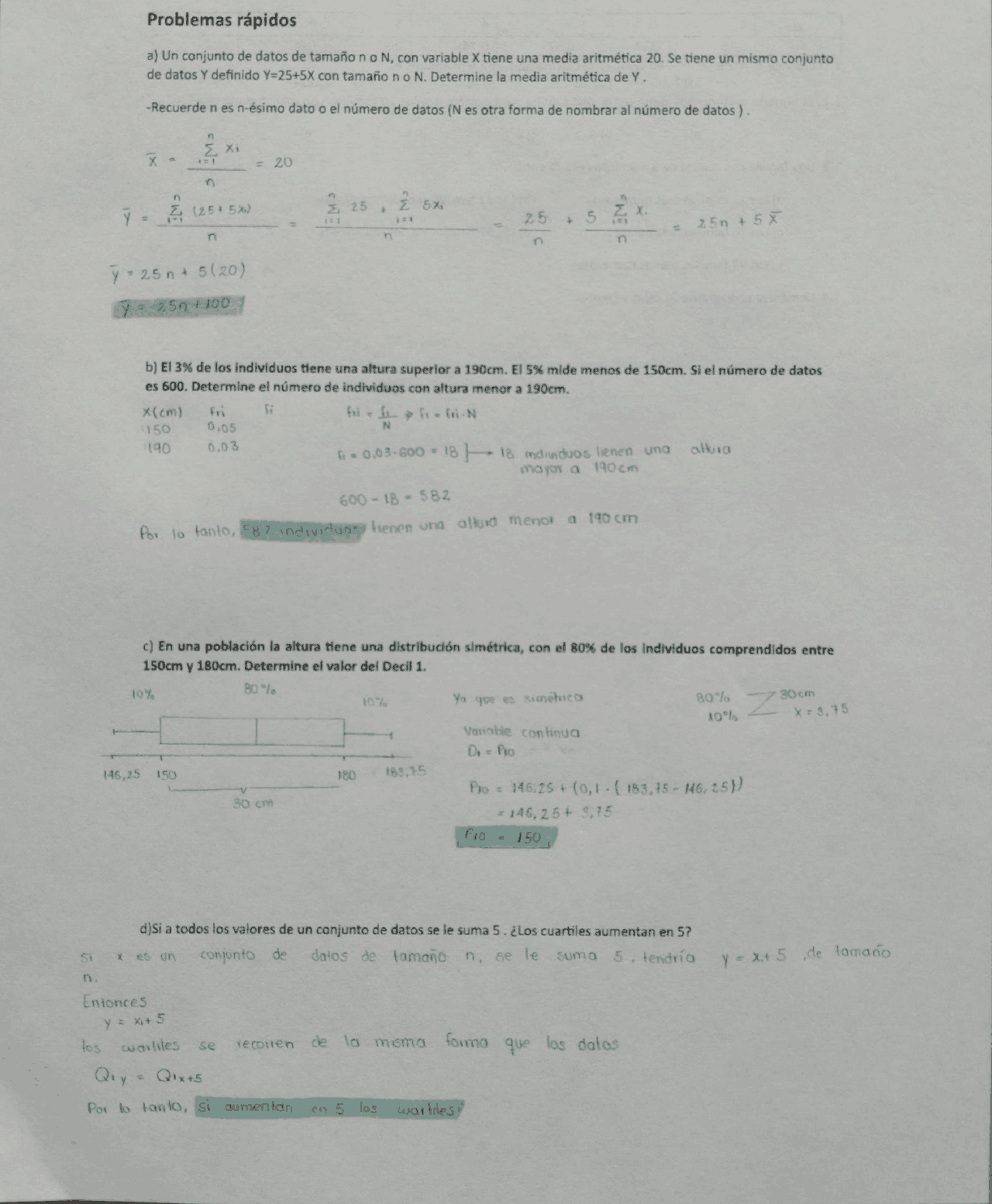 Ejercicios de repaso | Ejercicios de Estadística | Docsity