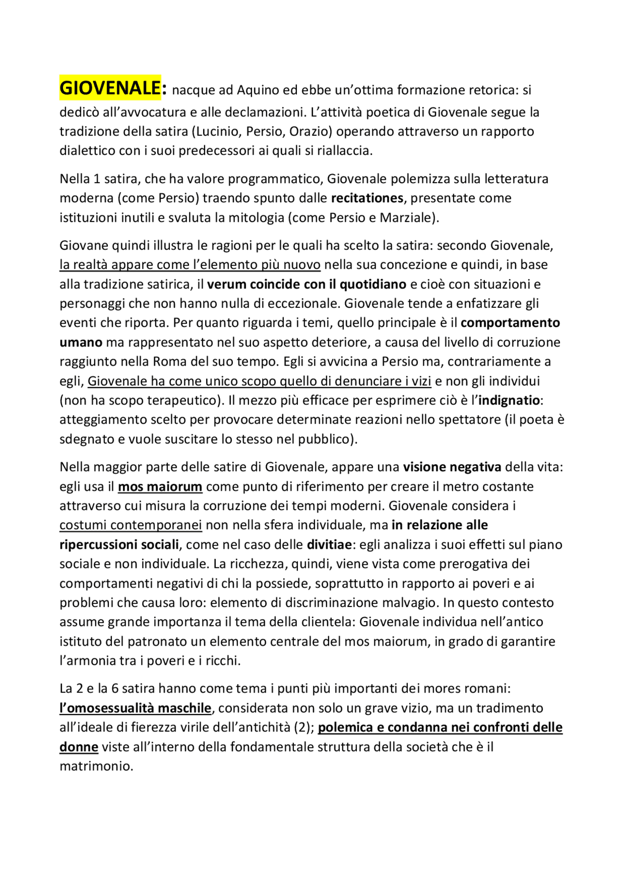 tacito e giovenale: vita, opere e poetica | Appunti di Latino | Docsity