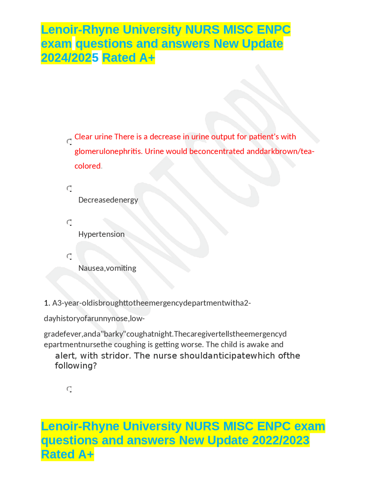 ENPC exam questions with correct answers latest complete solution ...