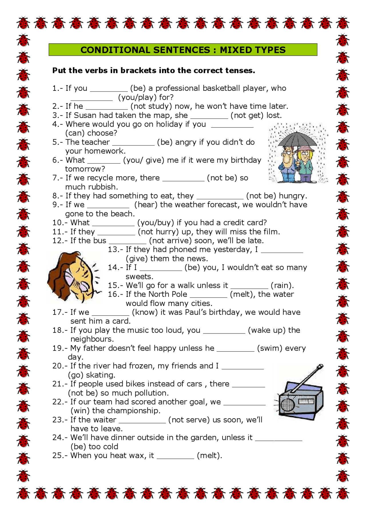 Conditional Sentences: Mixed Types - English Grammar Exercises | Ejercicios de Inglés | Docsity