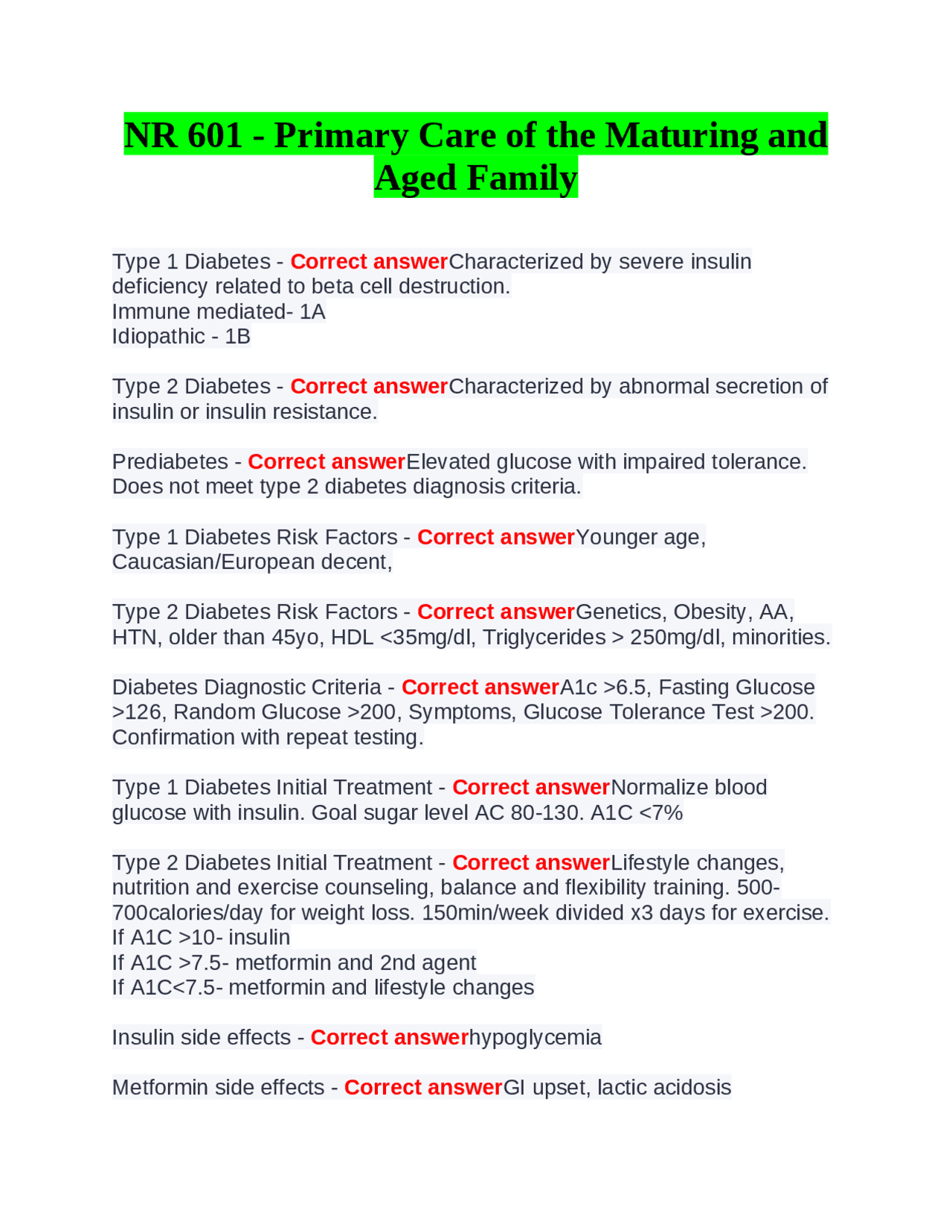 NR 601 - Primary Care of the Maturing and Aged Family | Exams Nursing ...