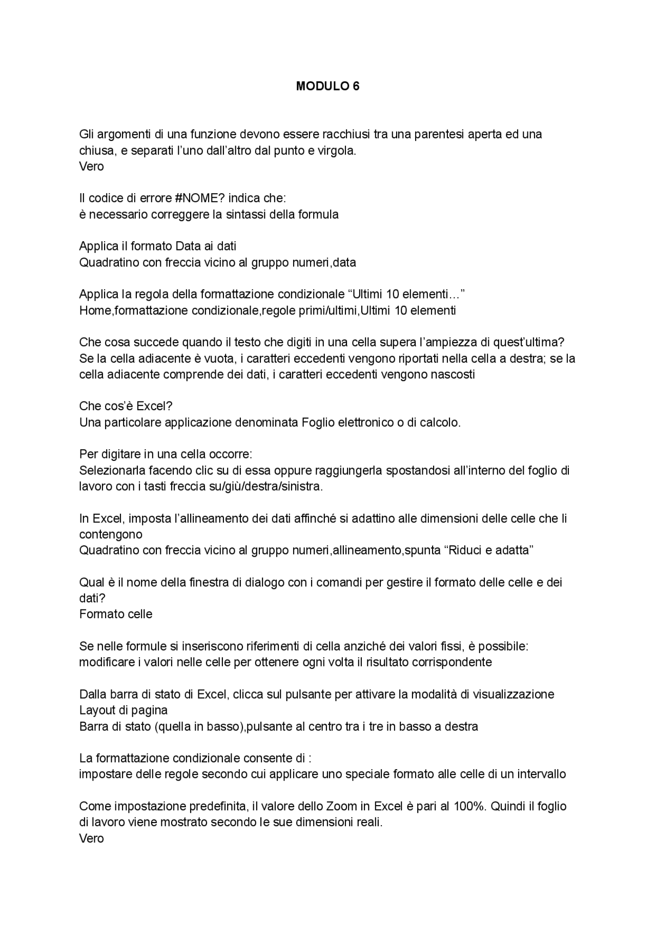 Eipass 7 Moduli User - Modulo 6 | Panieri di Sistemi Informatici | Docsity