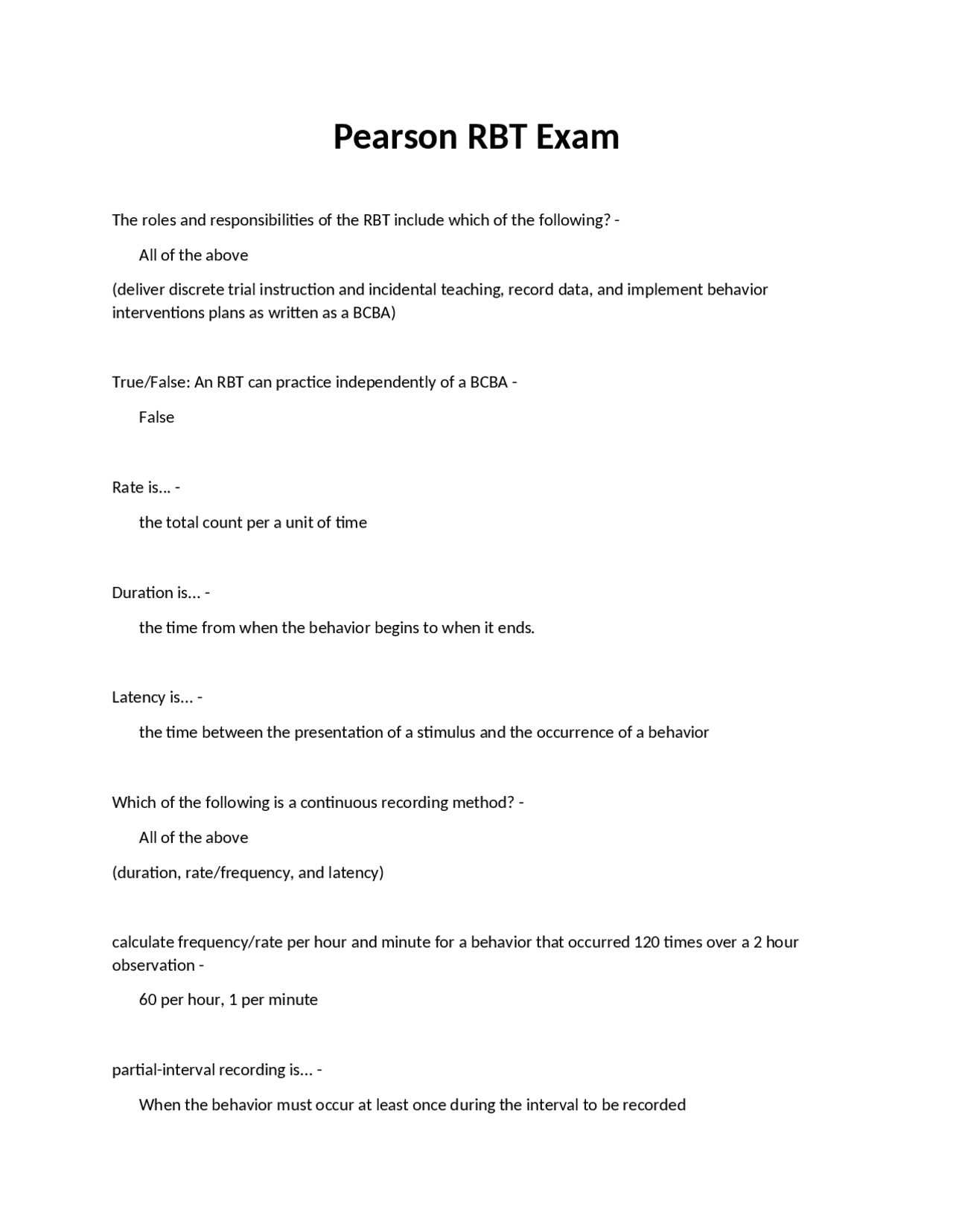 Roles and Responsibilities of RBT and Behavior Recording Methods ...