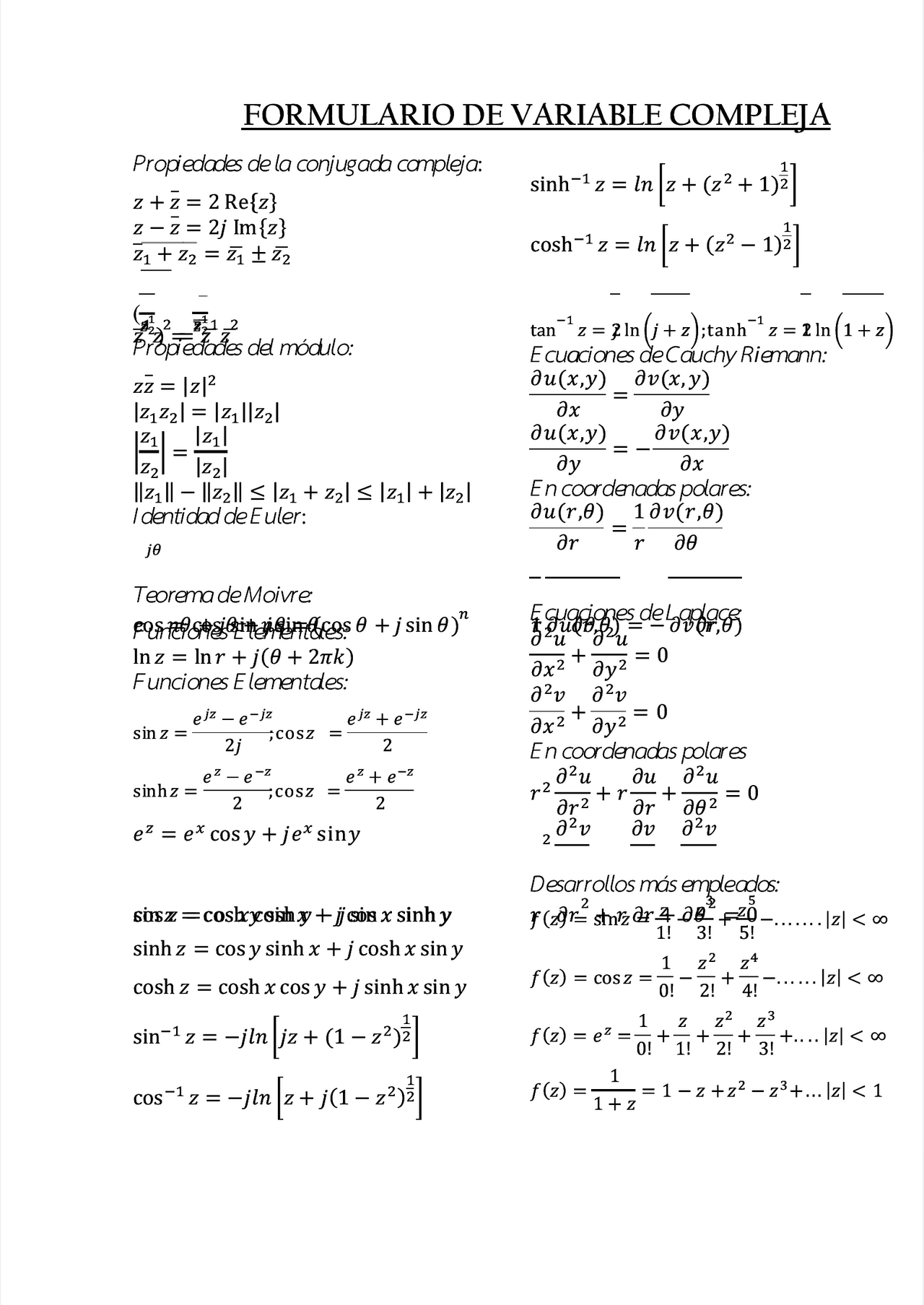 Ejercicios de Variable Compleja: Funciones, Series y Teoremas | Transcripciones de Análisis ...
