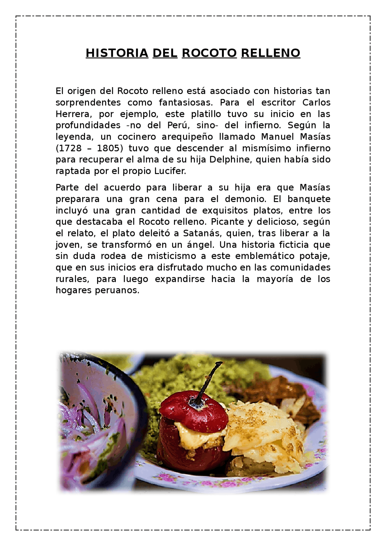 HISTORIA DEL ROCOTO RELLENO | Resúmenes de Economía | Docsity