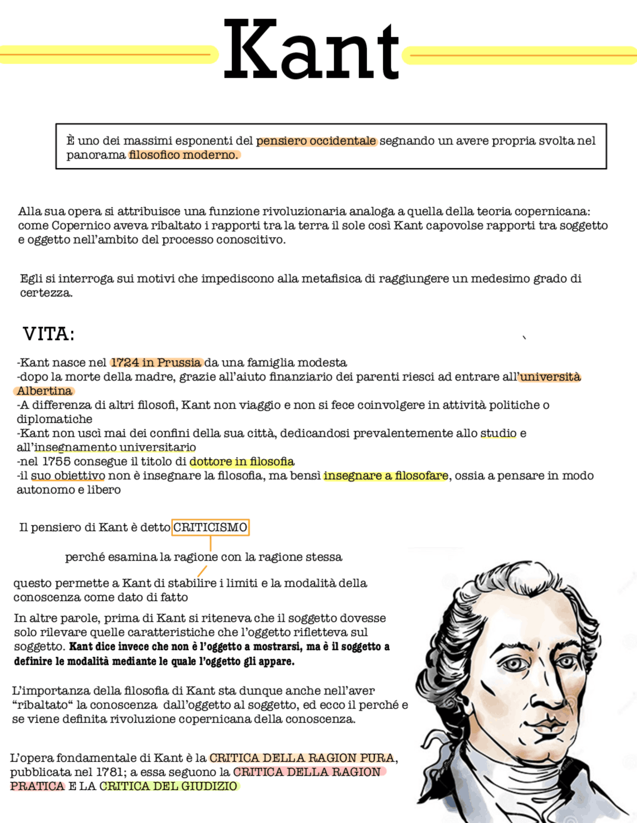 Kant: Filosofo della Rivoluzione Copernicana della Conoscenza | Schemi e mappe concettuali di ...
