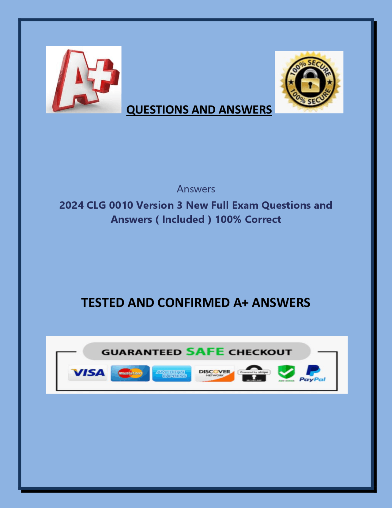 2024 CLG 0010 Version 3 New Full Exam Questions and Answers | Exams ...