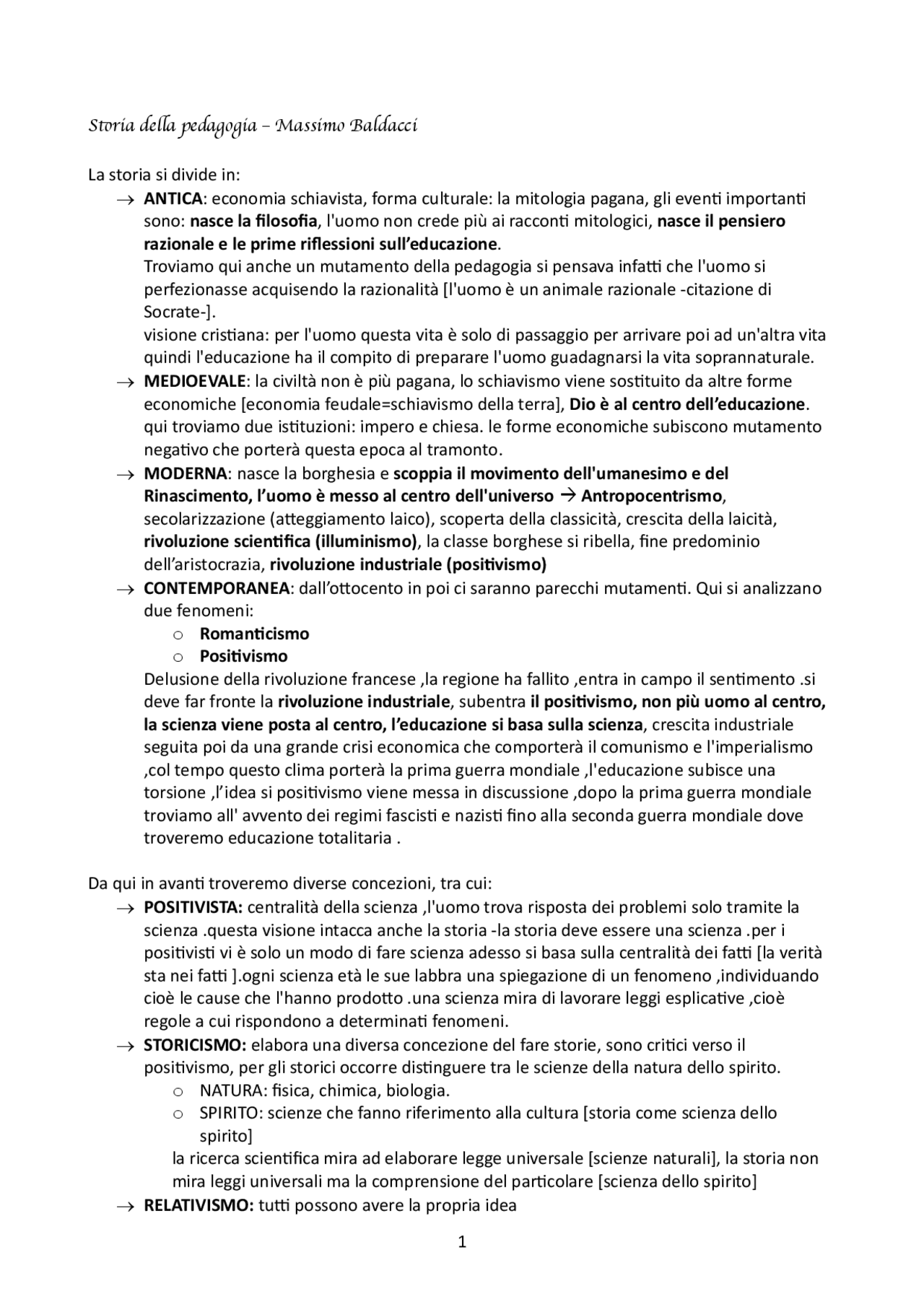 Materiale Esame Storia della pedagogia di Massimo Baldacci | Appunti di ...