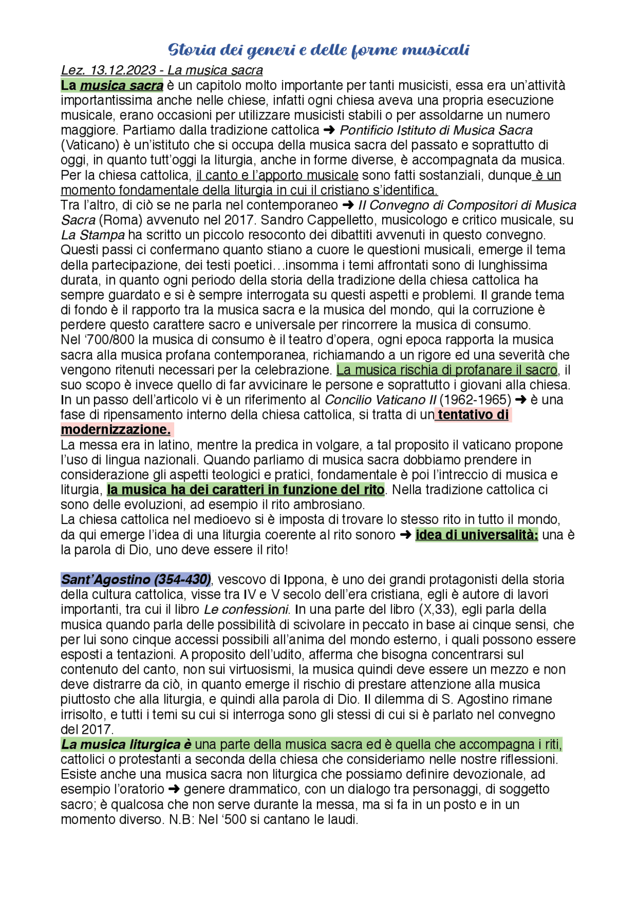 Musica Sacra - Storia dei generi e delle forme musicali | Schemi e ...