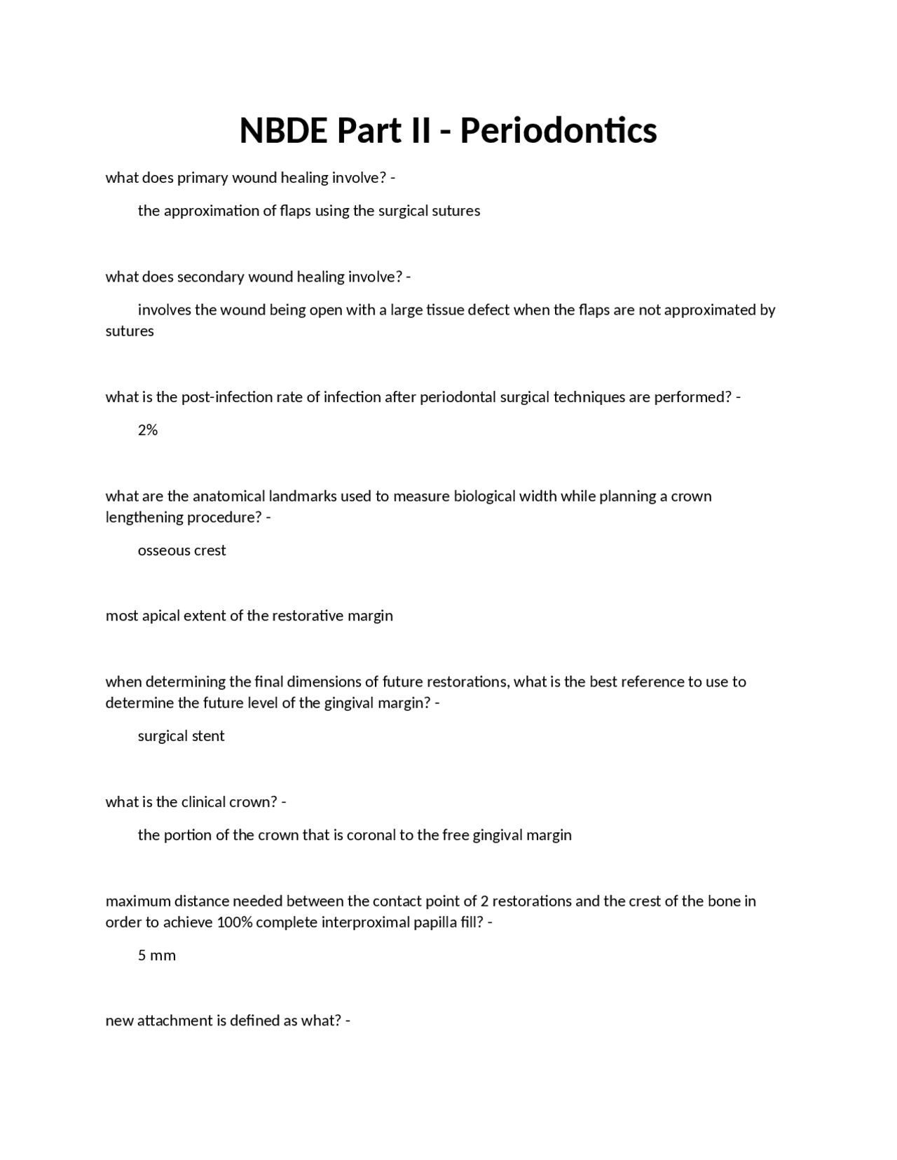 Periodontics: NBDE Part II Review | Exams Dentistry | Docsity