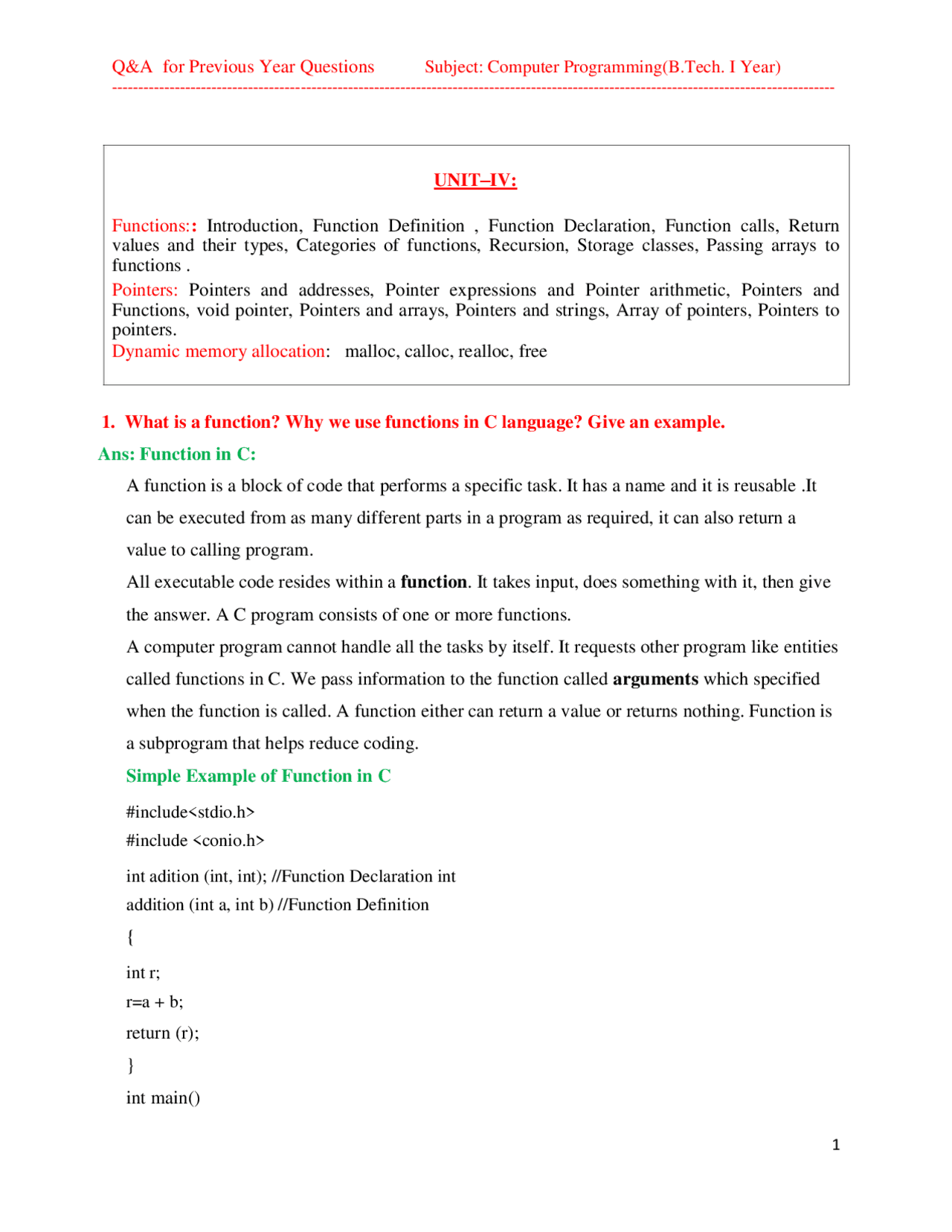 C Language Questions And Answers Exams Computer Science Docsity