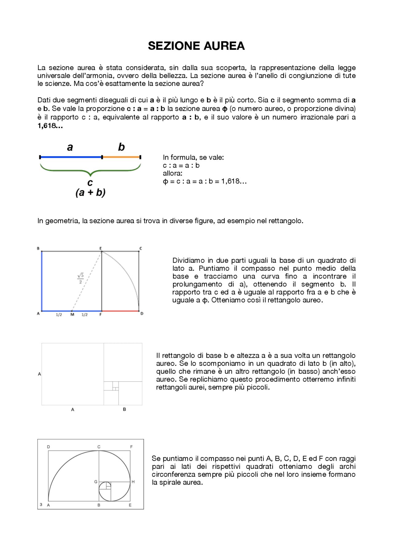 Sezione aurea matematica | Schemi e mappe concettuali di Matematica ...
