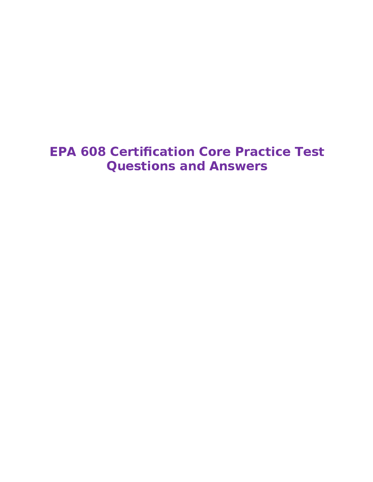 EPA 608 Certification Core Practice Test Questions and Answers | Exams ...