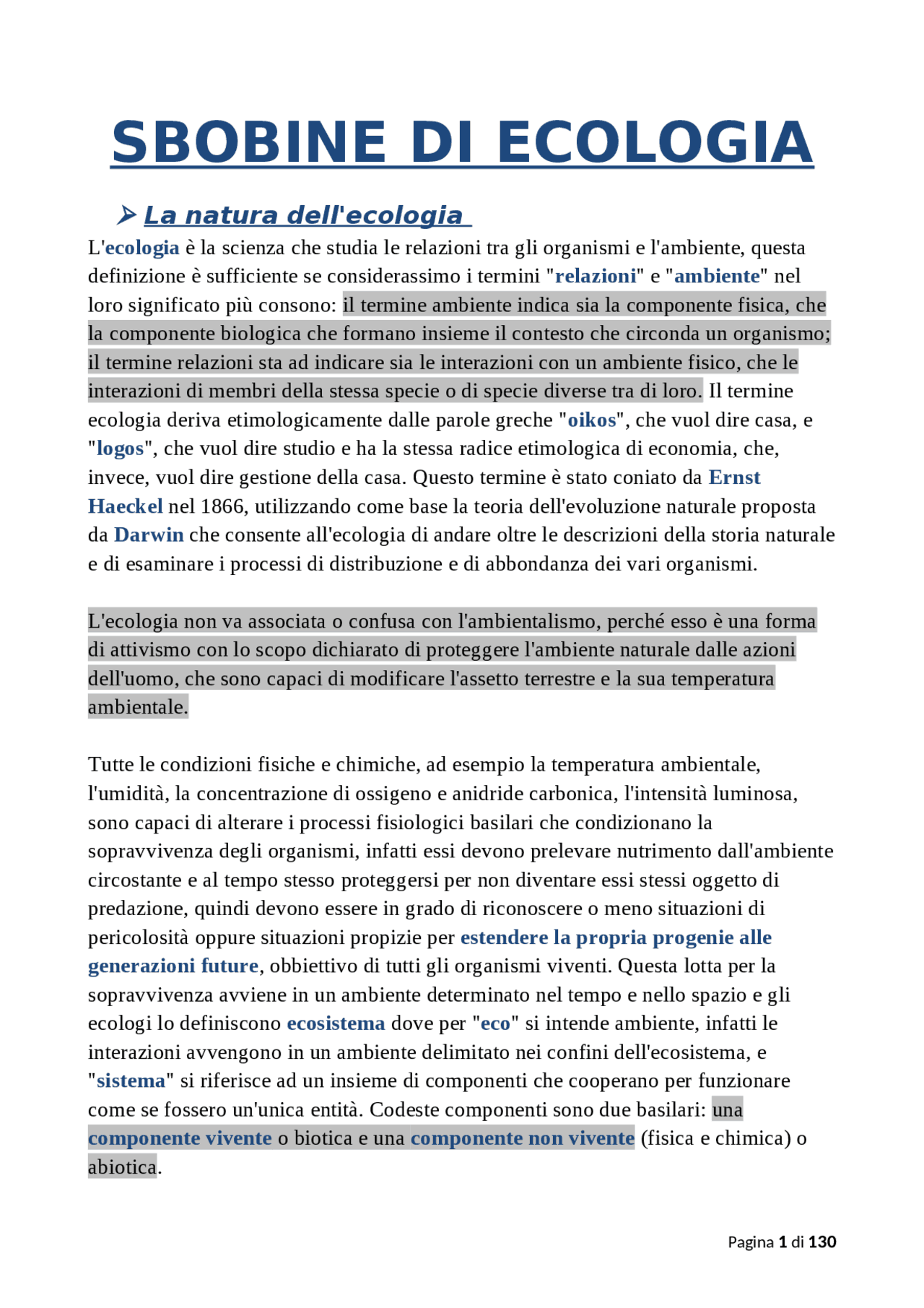 Dispense di Ecologia | Dispense di Ecologia | Docsity
