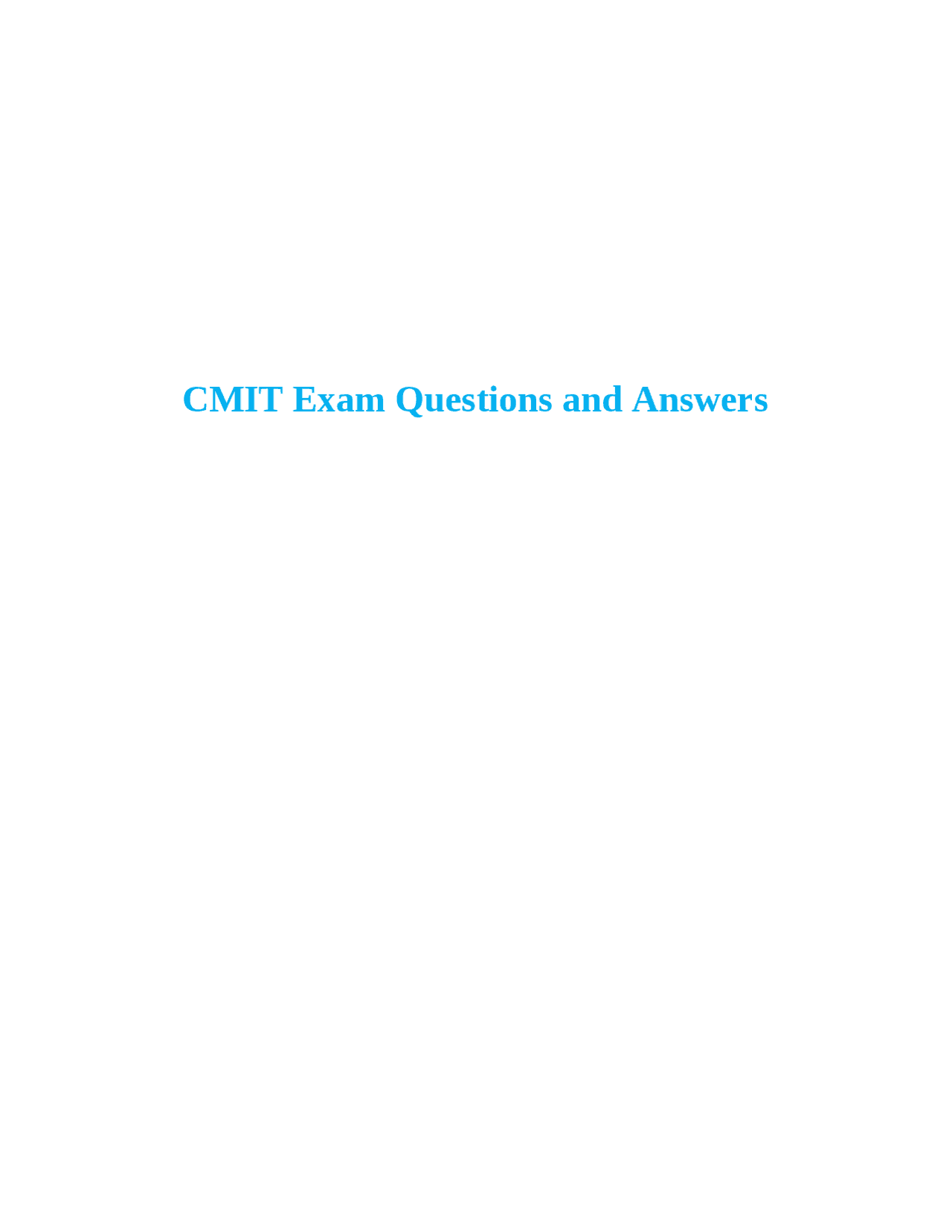 CMIT Exam Questions and Answers | Exams Computer Applications | Docsity