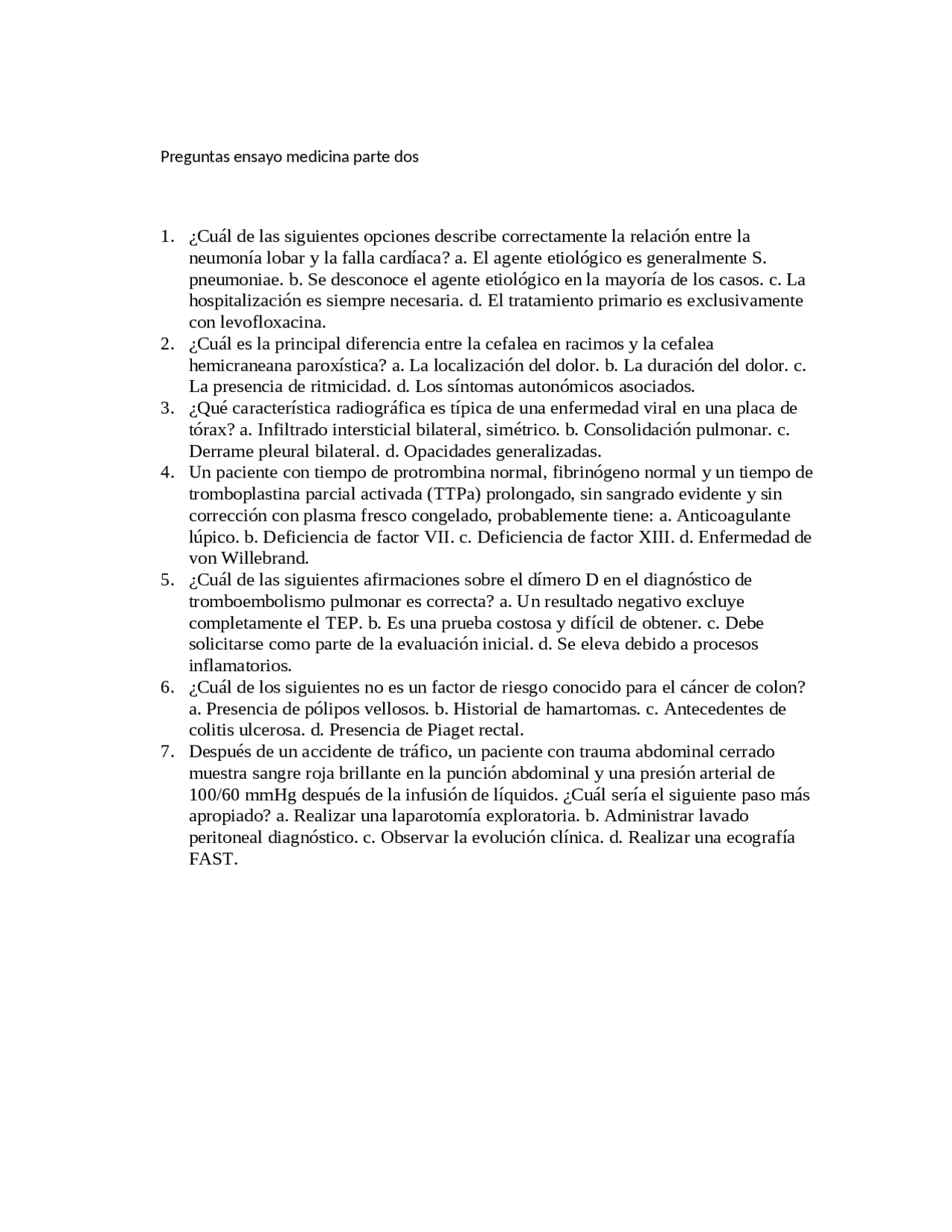 preguntas de medicina básica | Exámenes de Medicina | Docsity