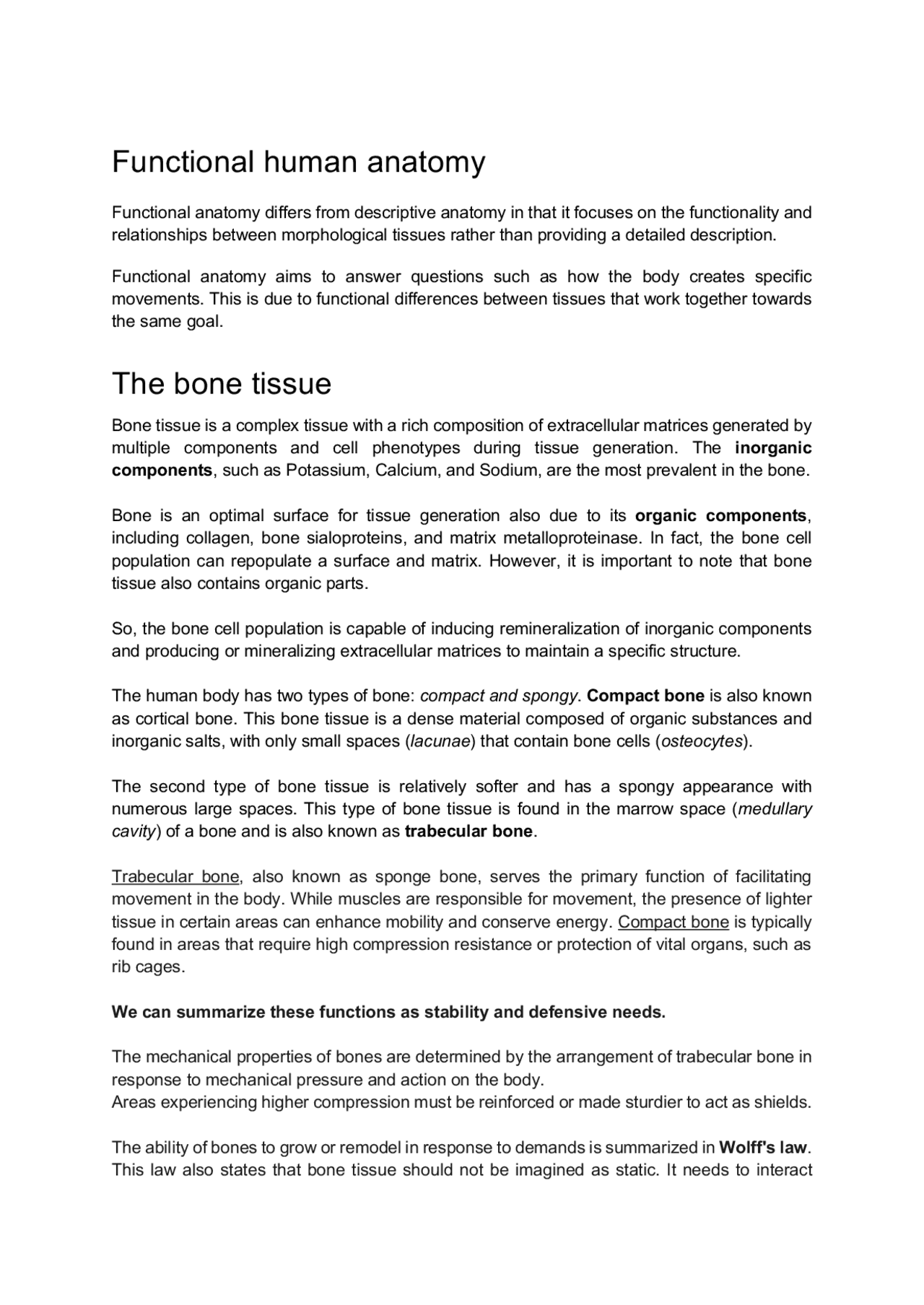 Functional Human Anatomy Dispense Di Anatomia Docsity