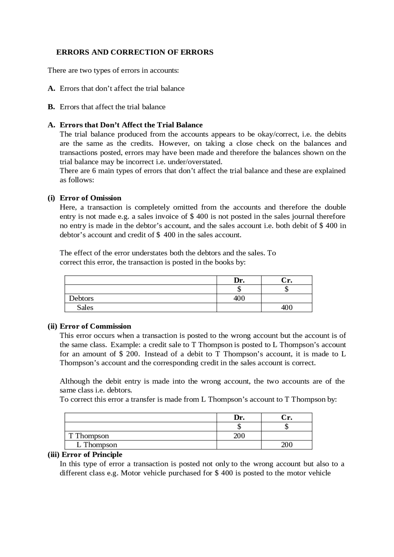 ERRORS AND CORRECTION OF ERRORS IN ACCOUNTING | Study notes Financial ...
