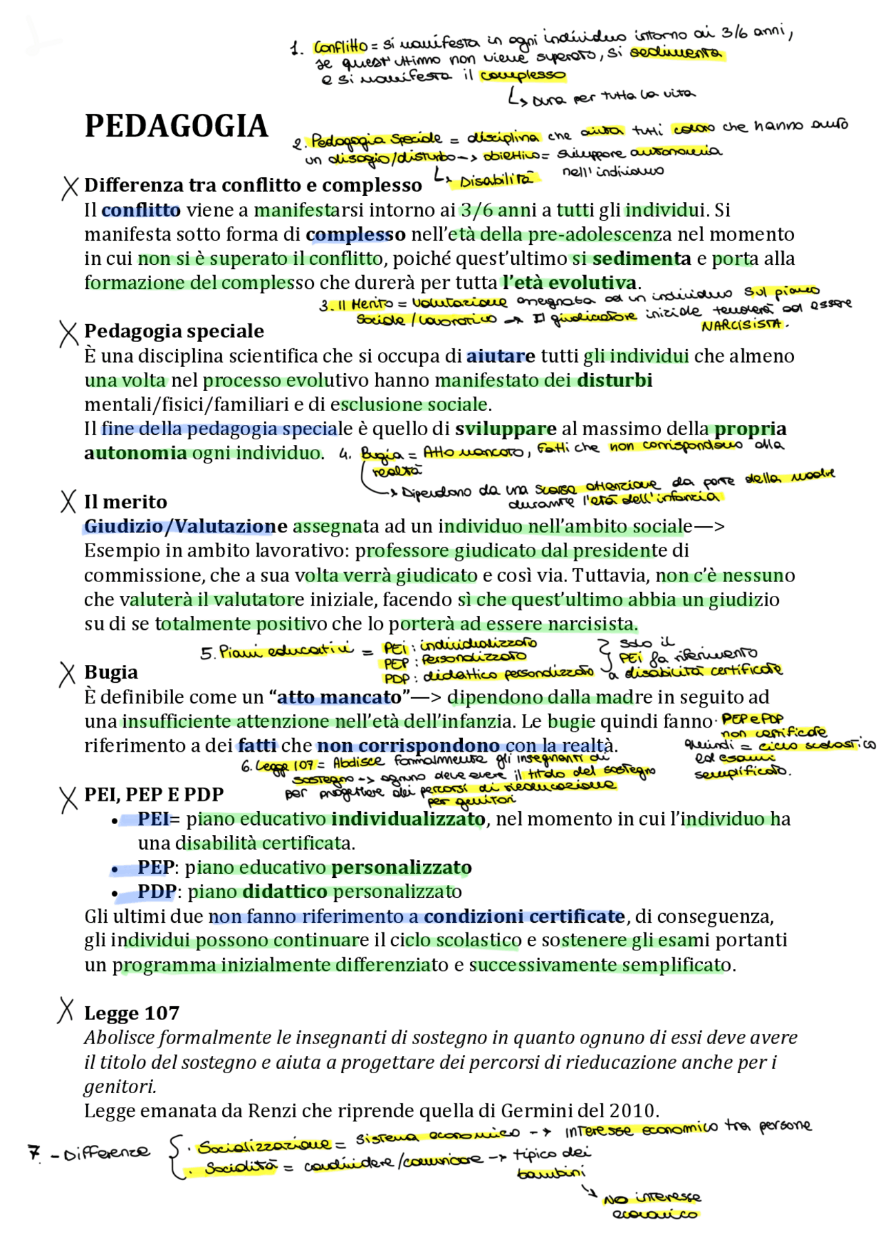 Pedagogia Speciale esame completo. | Schemi e mappe concettuali di Pedagogia | Docsity