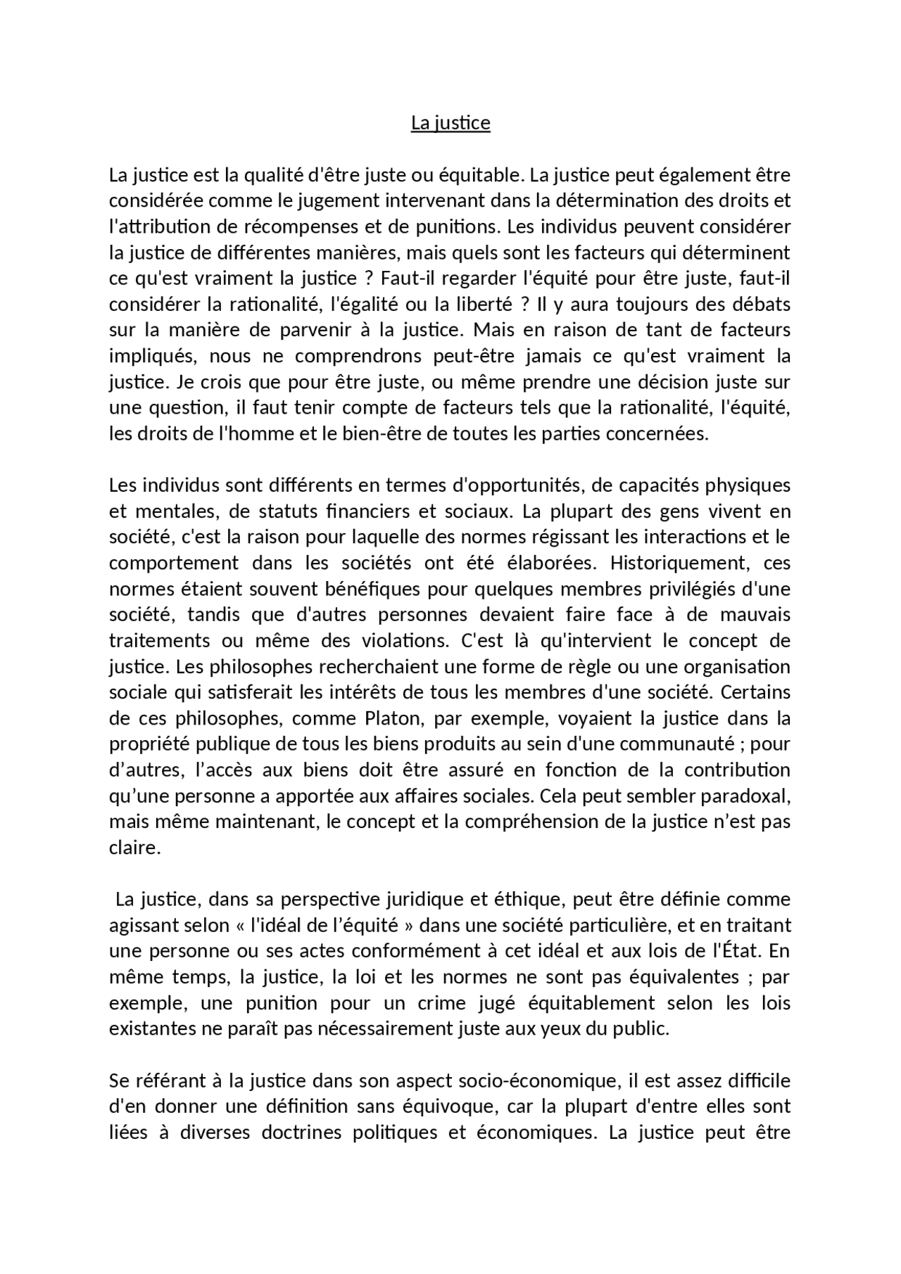fiche synthèse la justice | Lectures Philosophie | Docsity