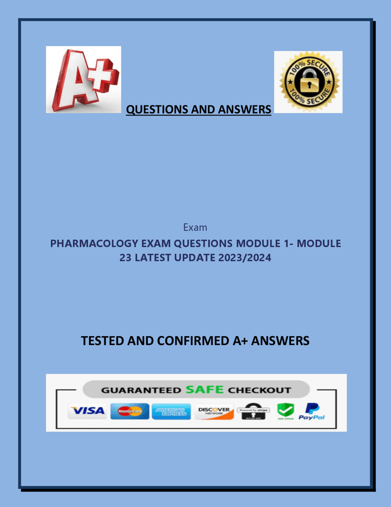 PHARMACOLOGY EXAM QUESTIONS MODULE 1- MODULE 23. | Exams Pharmacology ...