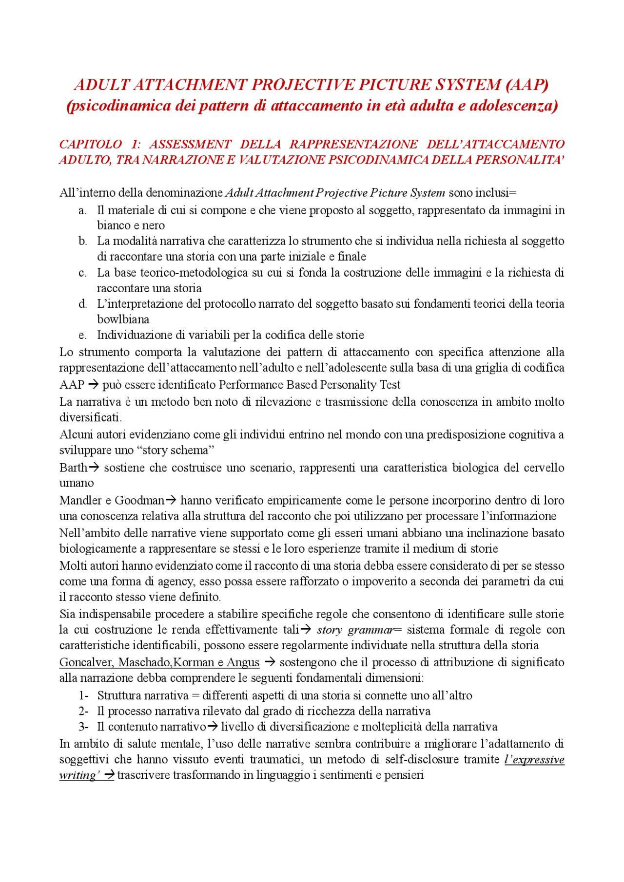 ADULT ATTACHMENTE PROJECTIVE PICTURE SYSTEM | Appunti di Psicologia ...