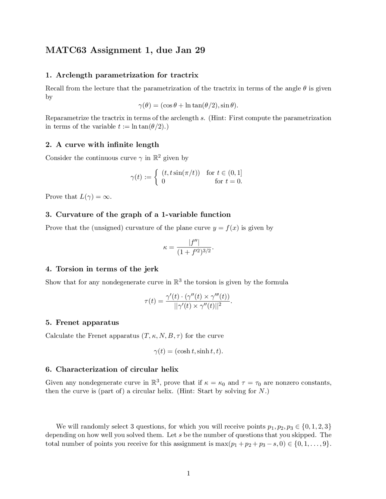 Differential Geometry Assignment | Assignments Geometry | Docsity