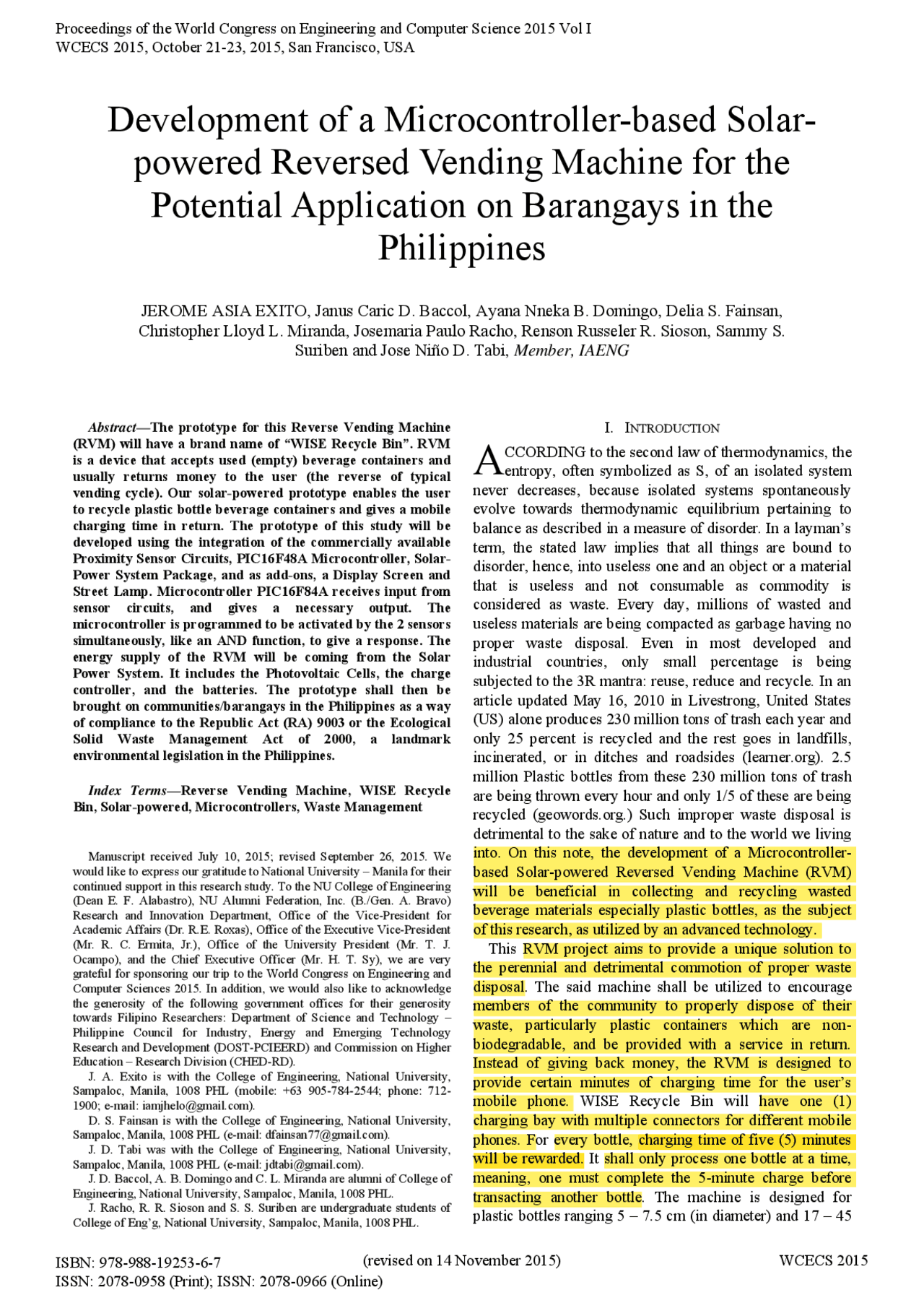 Microcontroller-based Solar-powered Reverse Vending Machine for Philippine Barangays | Slides ...