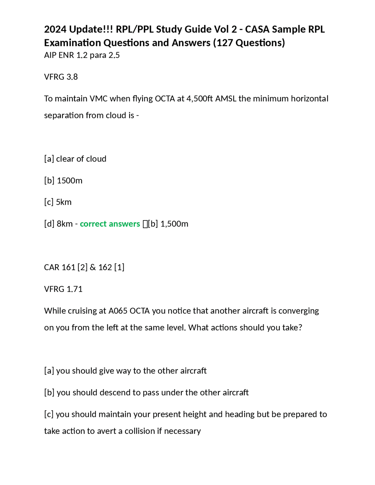 RPL/PPL Study Guide Vol 2 - CASA Sample RPL Examination Questions and ...