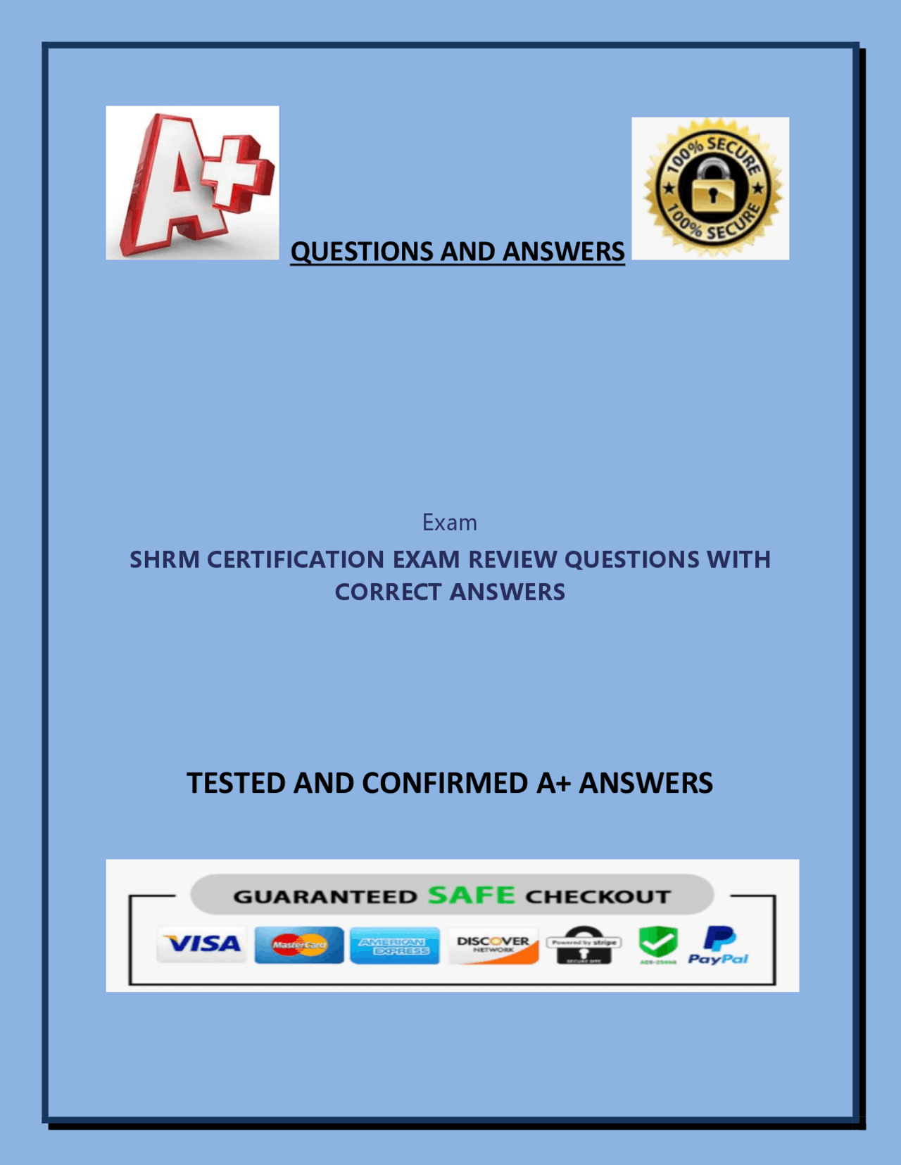 SHRM CERTIFICATION EXAM REVIEW QUESTIONS WITH CORRECT ANSWERS | Exams ...