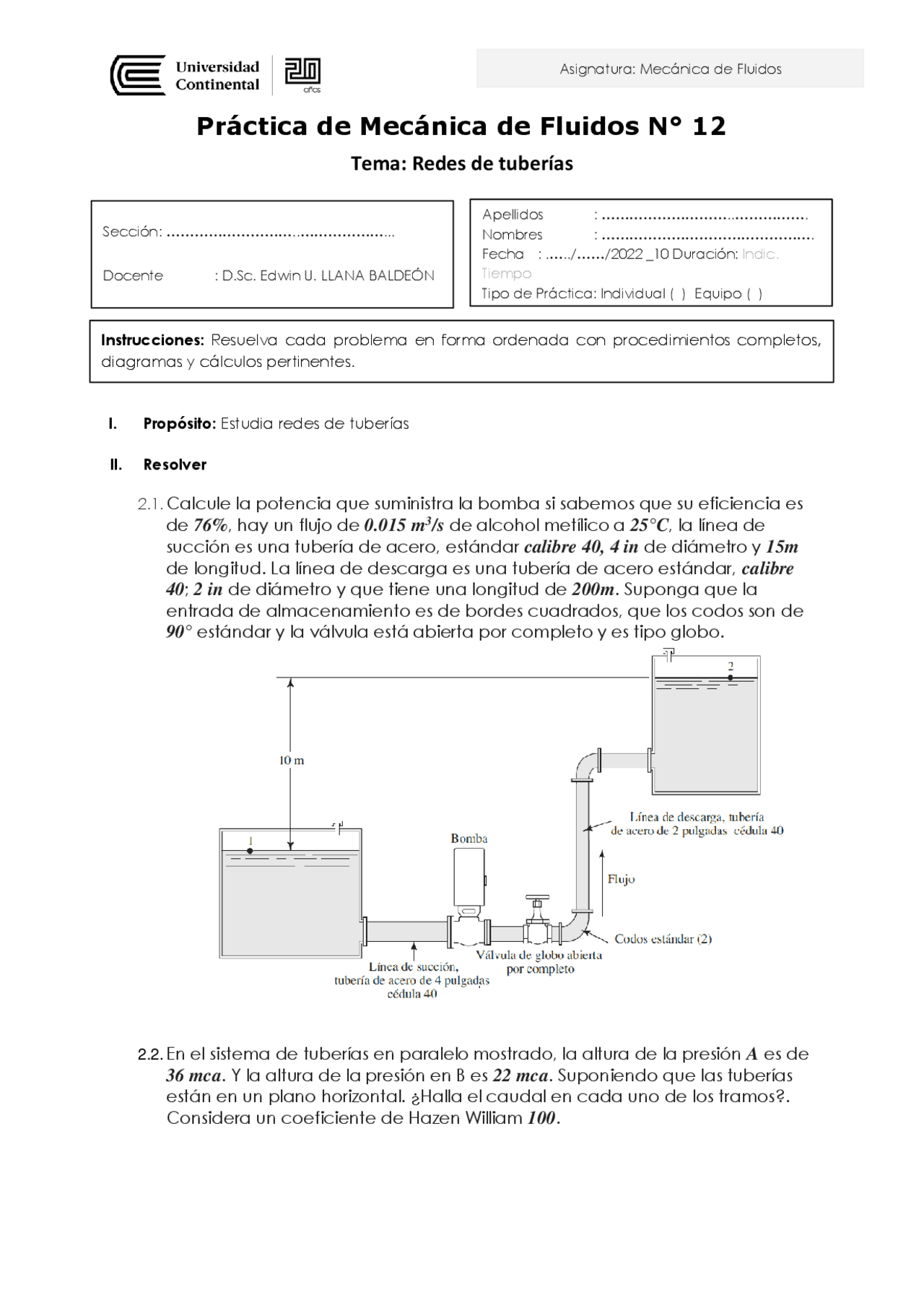 Practica 9 de ejercicios de libro | Ejercicios de Mecánica de Fluidos | Docsity