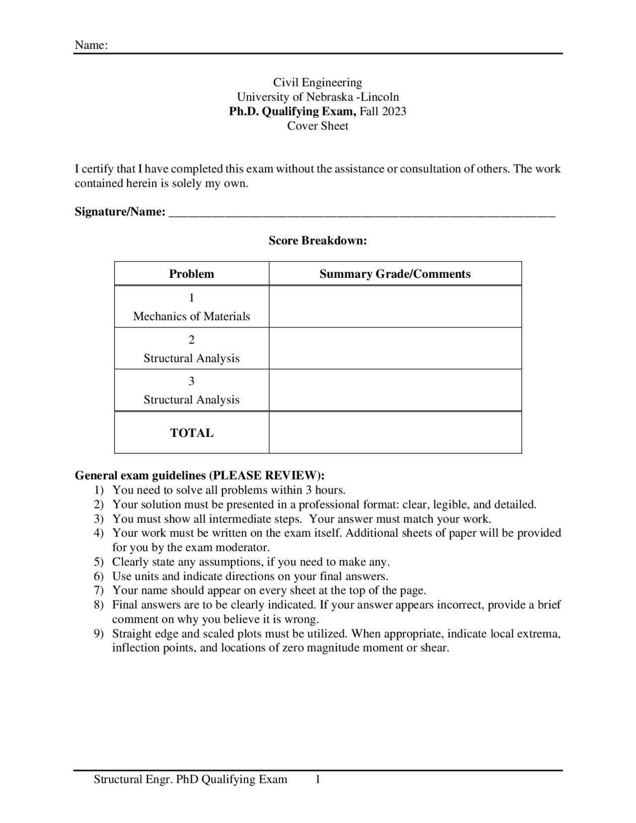 Qualifying exam for phd program in Civil Engineering. | Provas ...