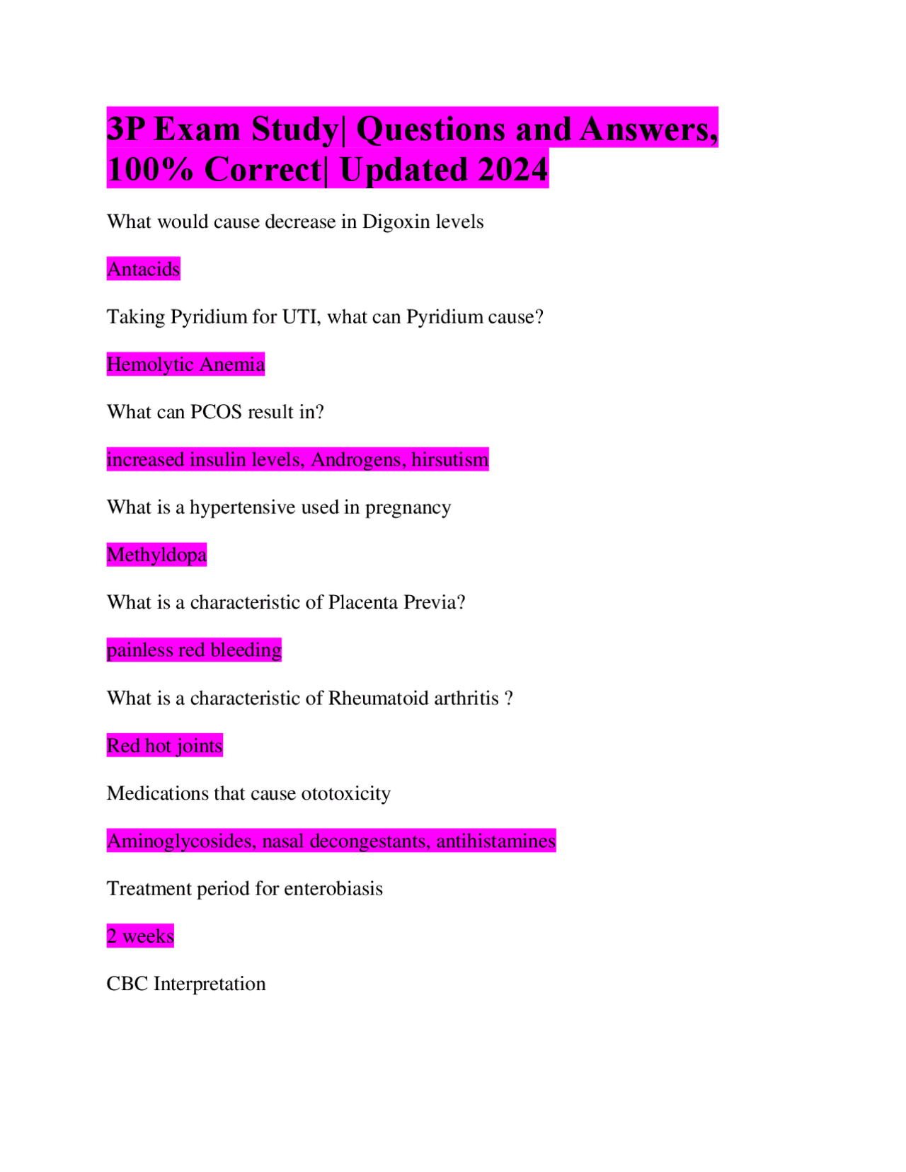 3P Exam Study| Questions and Answers, 100% Correct| Updated 2024 ...