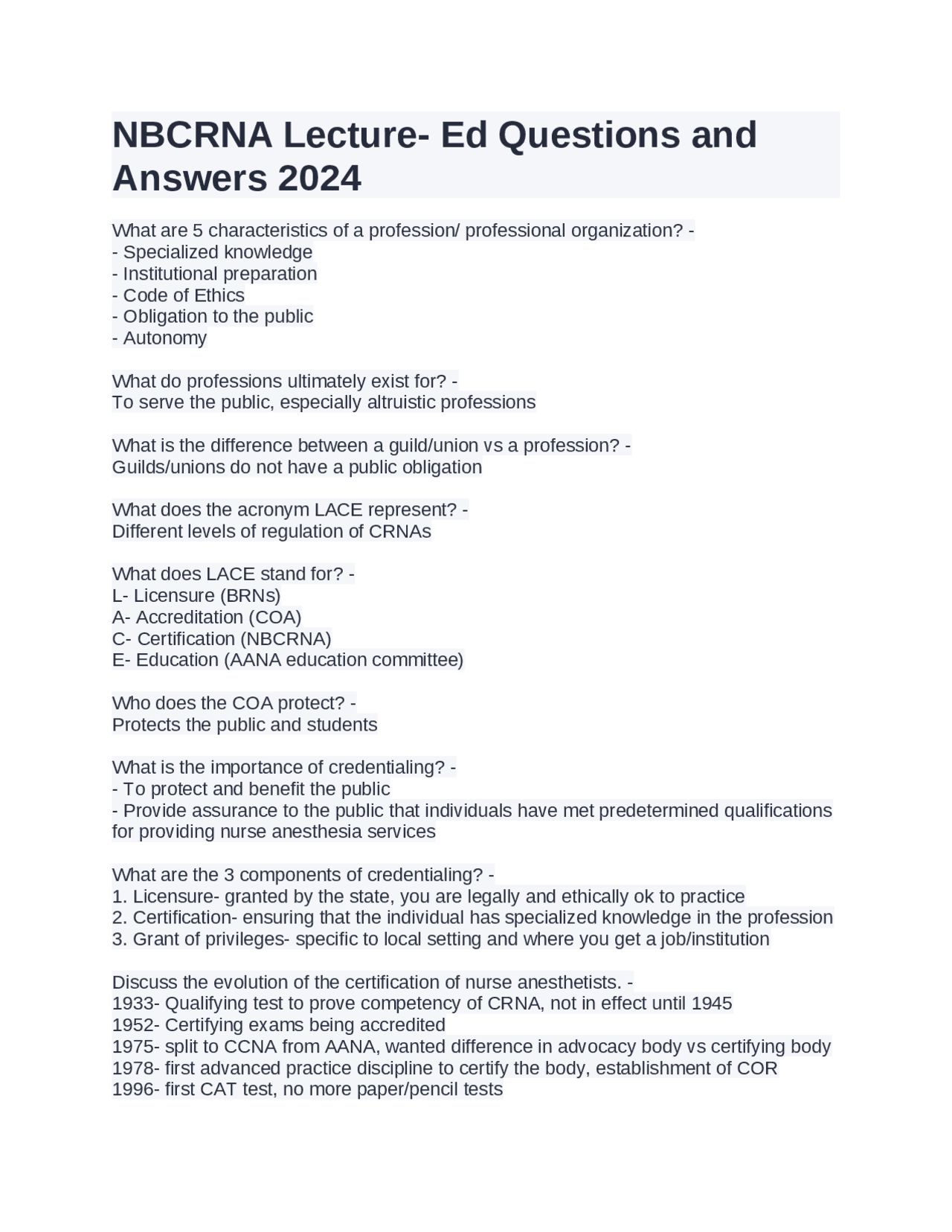 NBCRNA Certification Exam and Credentialing Programs | Quizzes Nursing ...