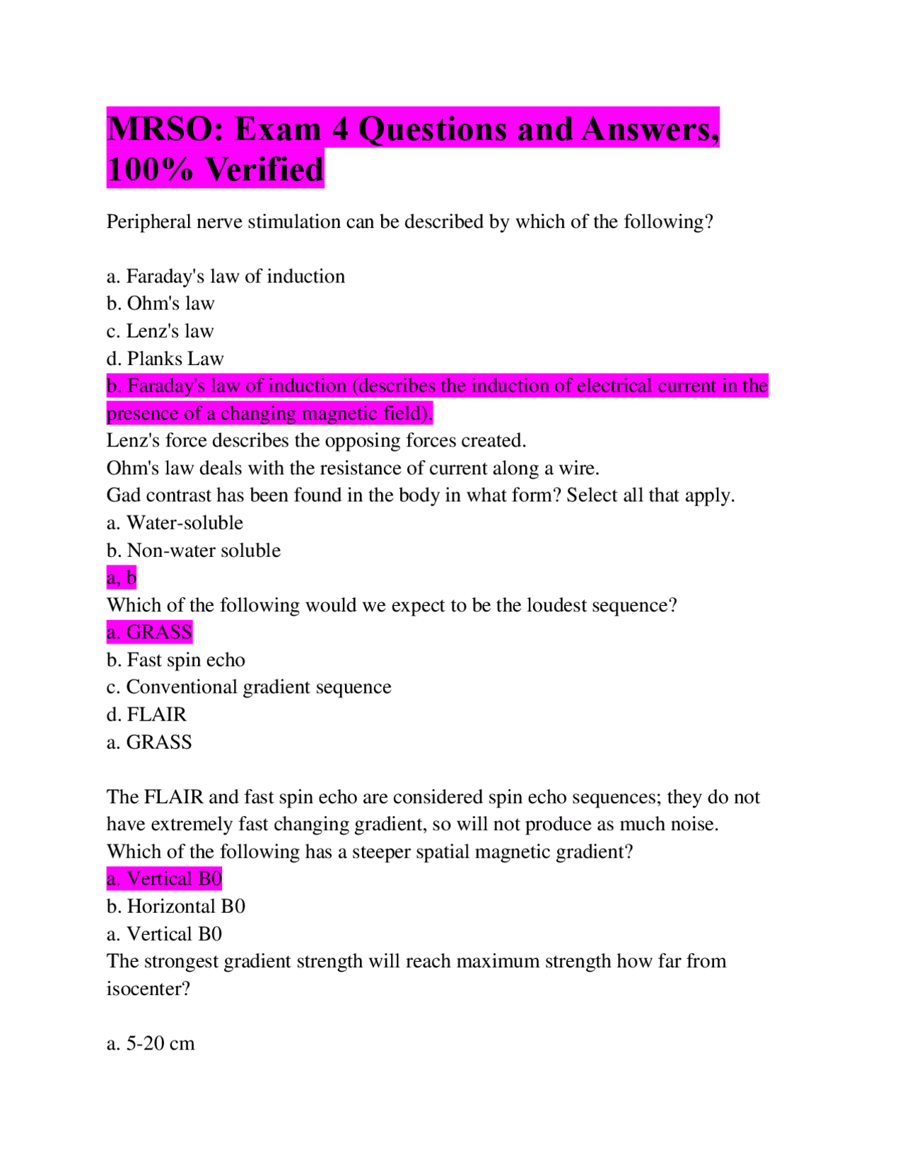 MRSO: Exam 4 Questions and Answers, 100% Verified | Exams Nursing | Docsity