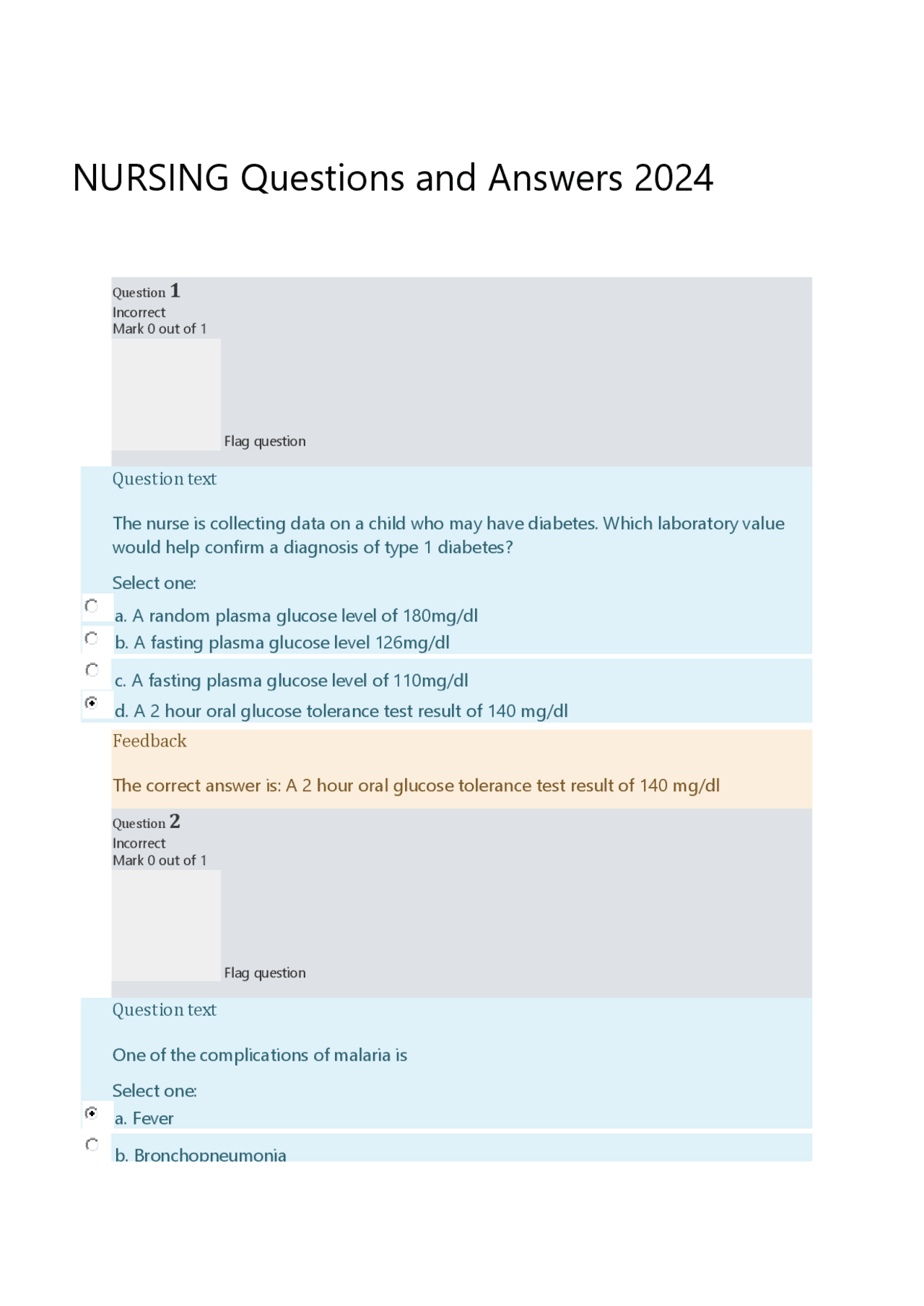 Nursing Questions And Answers 2024 Exams Economics Docsity