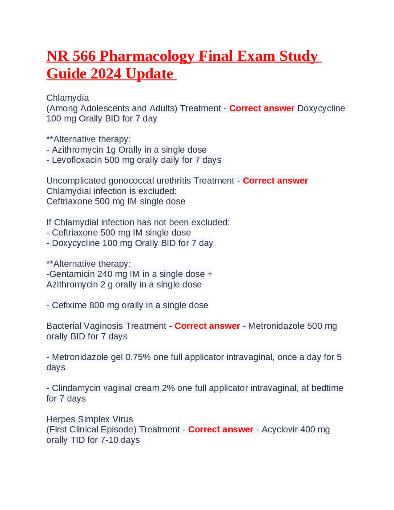 Pharmacology Final Exam Study Guide | Exams Pharmacology | Docsity