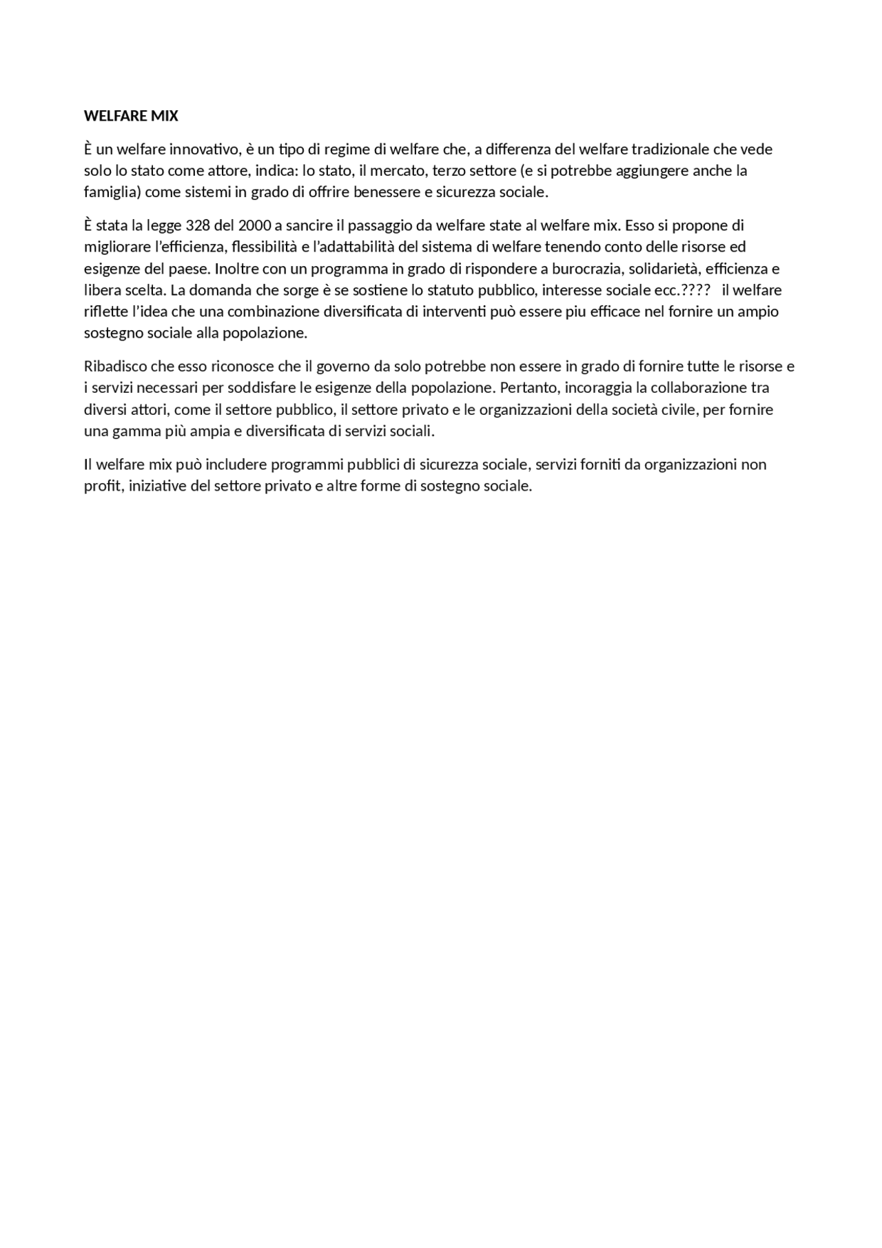 IL WELFARE MIX come strumento innovativo | Schemi e mappe concettuali ...
