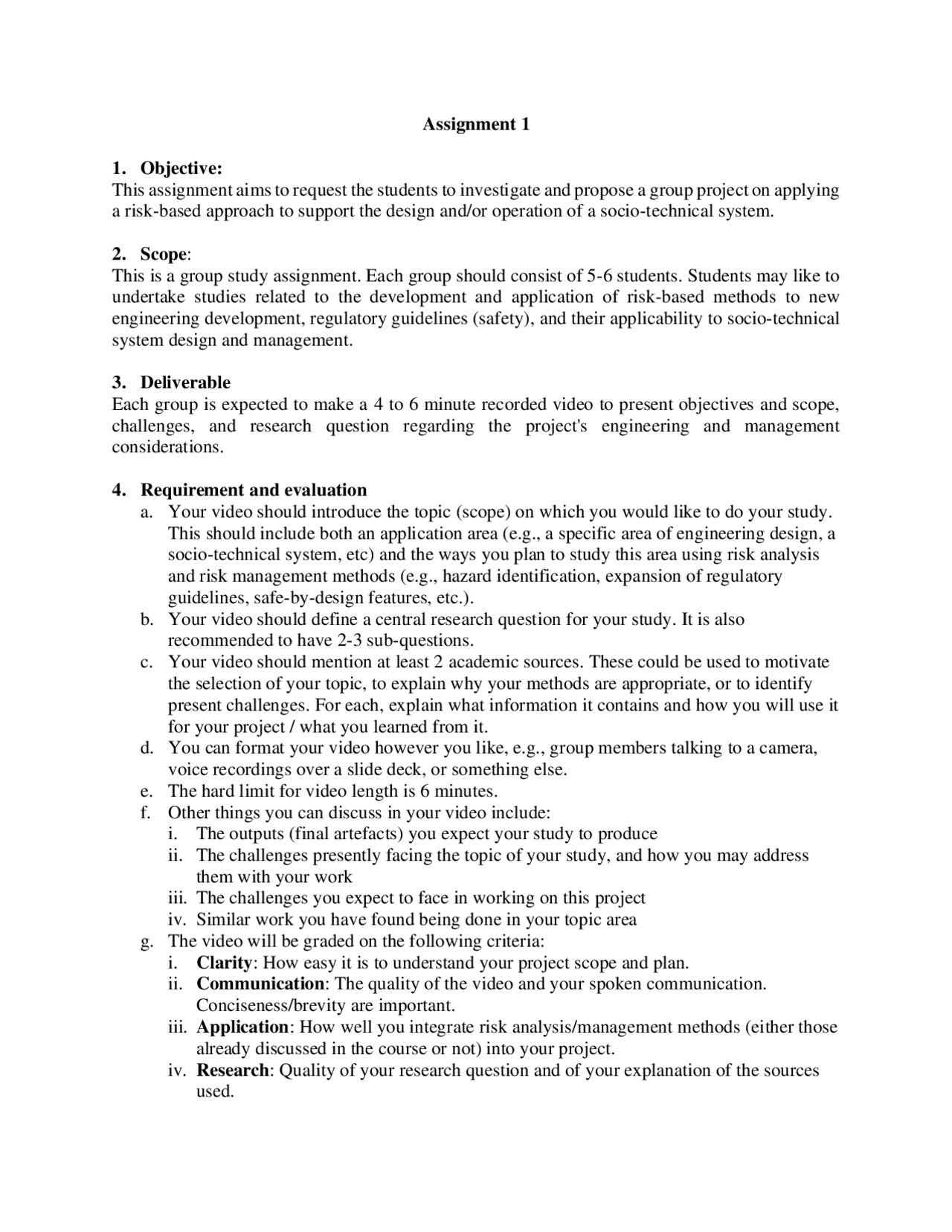 Assignment 1 - Case selection for the group project | Exercises Risk Analysis | Docsity