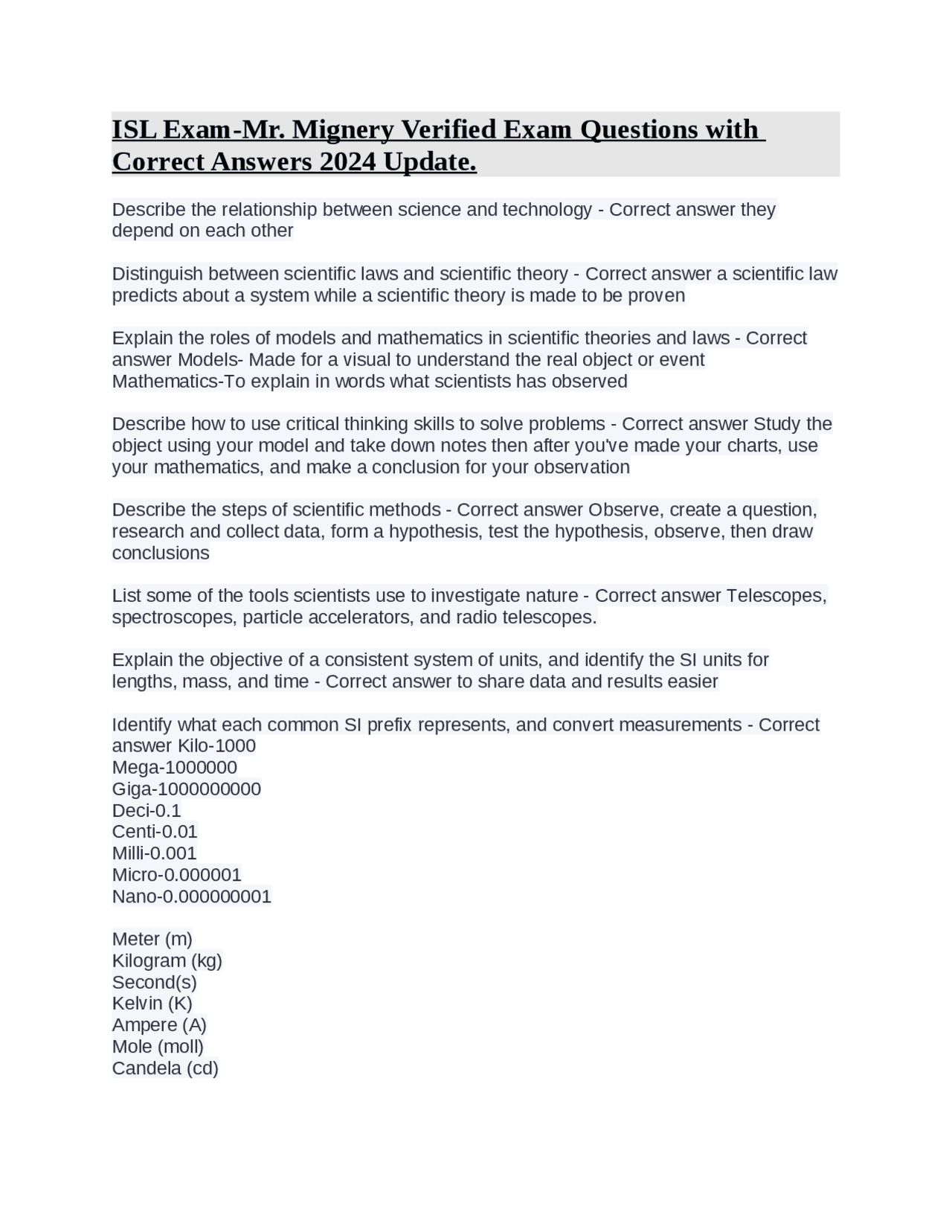 Science and Technology Exam Questions with Answers | Exams Magnetic ...