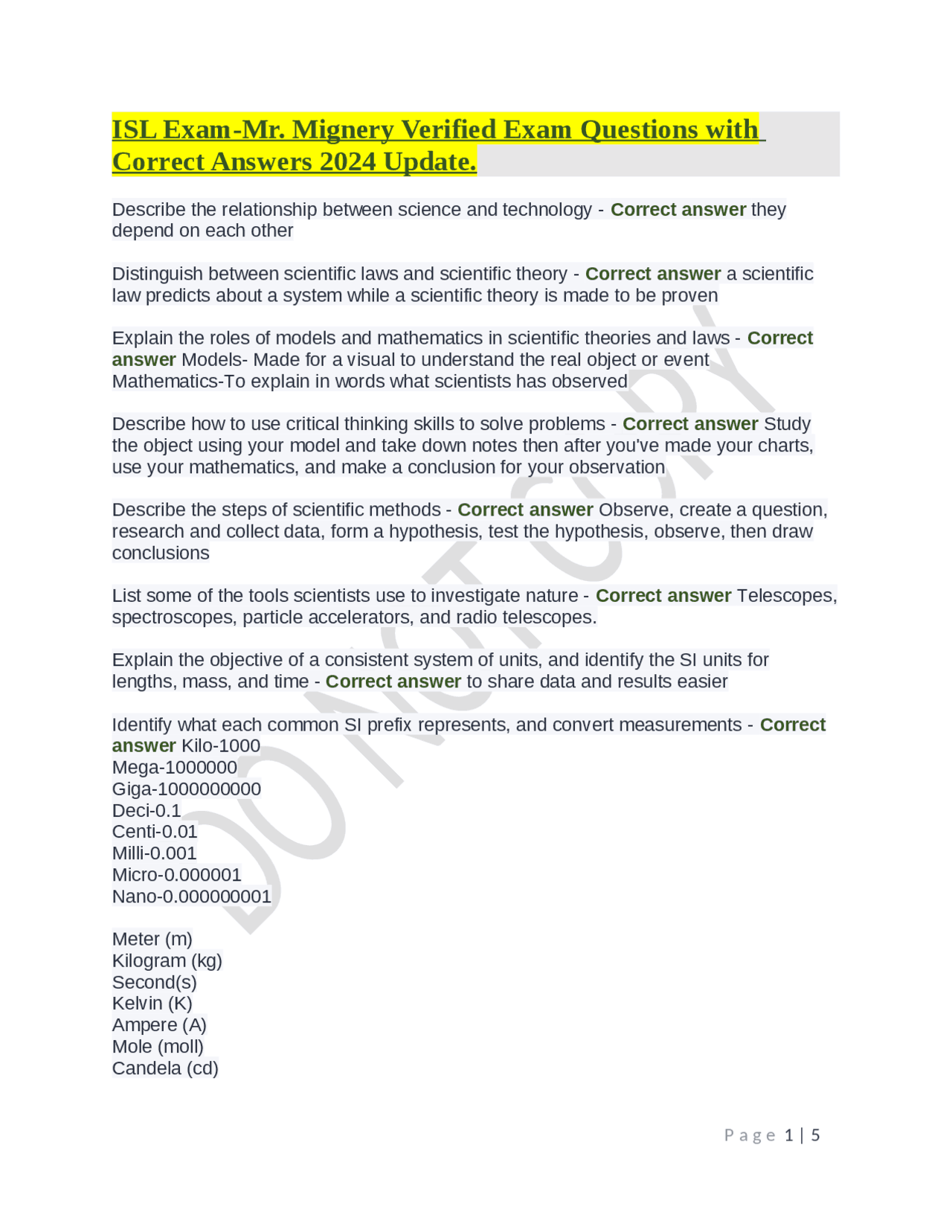 Science and Technology Exam Questions with Answers | Exams Magnetic ...