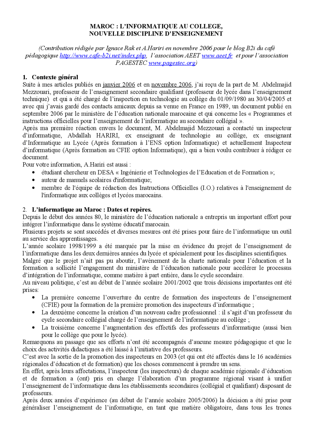 Exercices de 1 annees collège | Exercises Computer science | Docsity