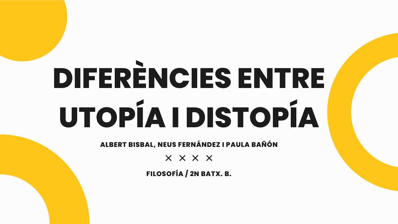 Utopía vs. Distopía: Futuro ideal vs. sociedad negativa | Diapositivas de Filosofía | Docsity