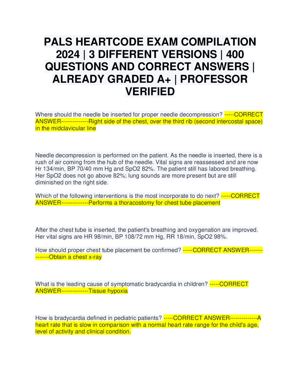 PALS HEARTCODE EXAM COMPILATION 2024 | 3 DIFFERENT VERSIONS | 400 ...