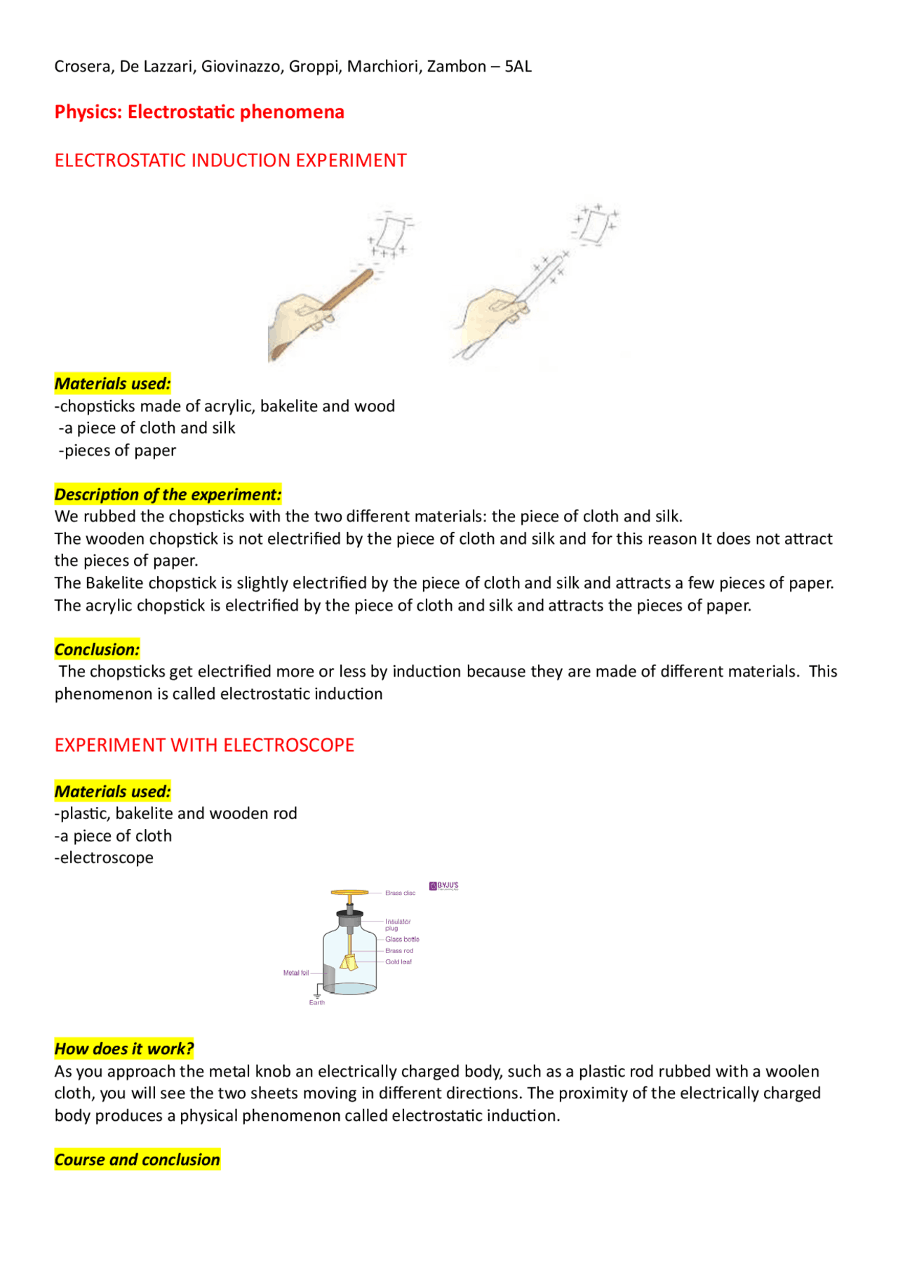 Electric fields laboratorio | Appunti di Fisica | Docsity