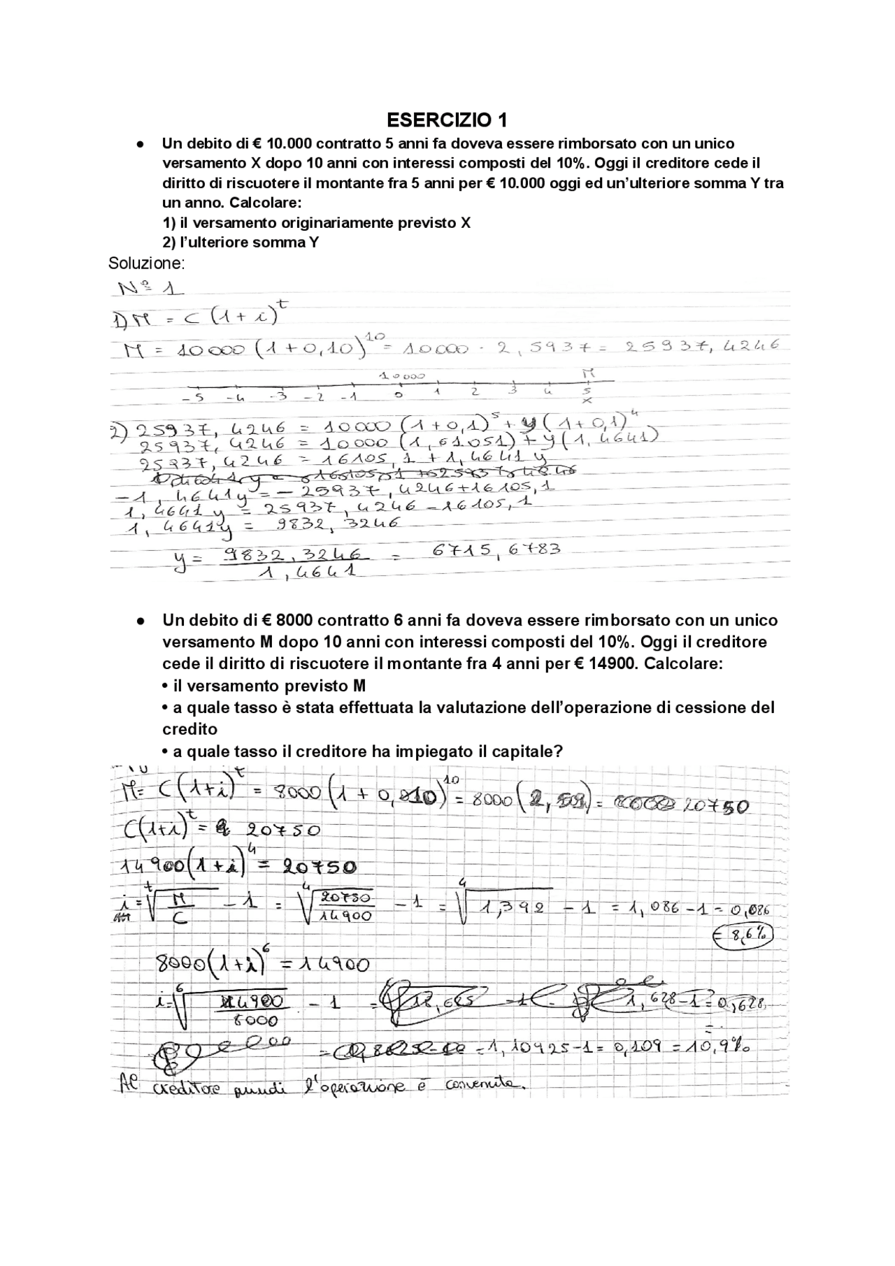 Esercizi matematica Finanziaria svolti | Prove d'esame di Matematica ...