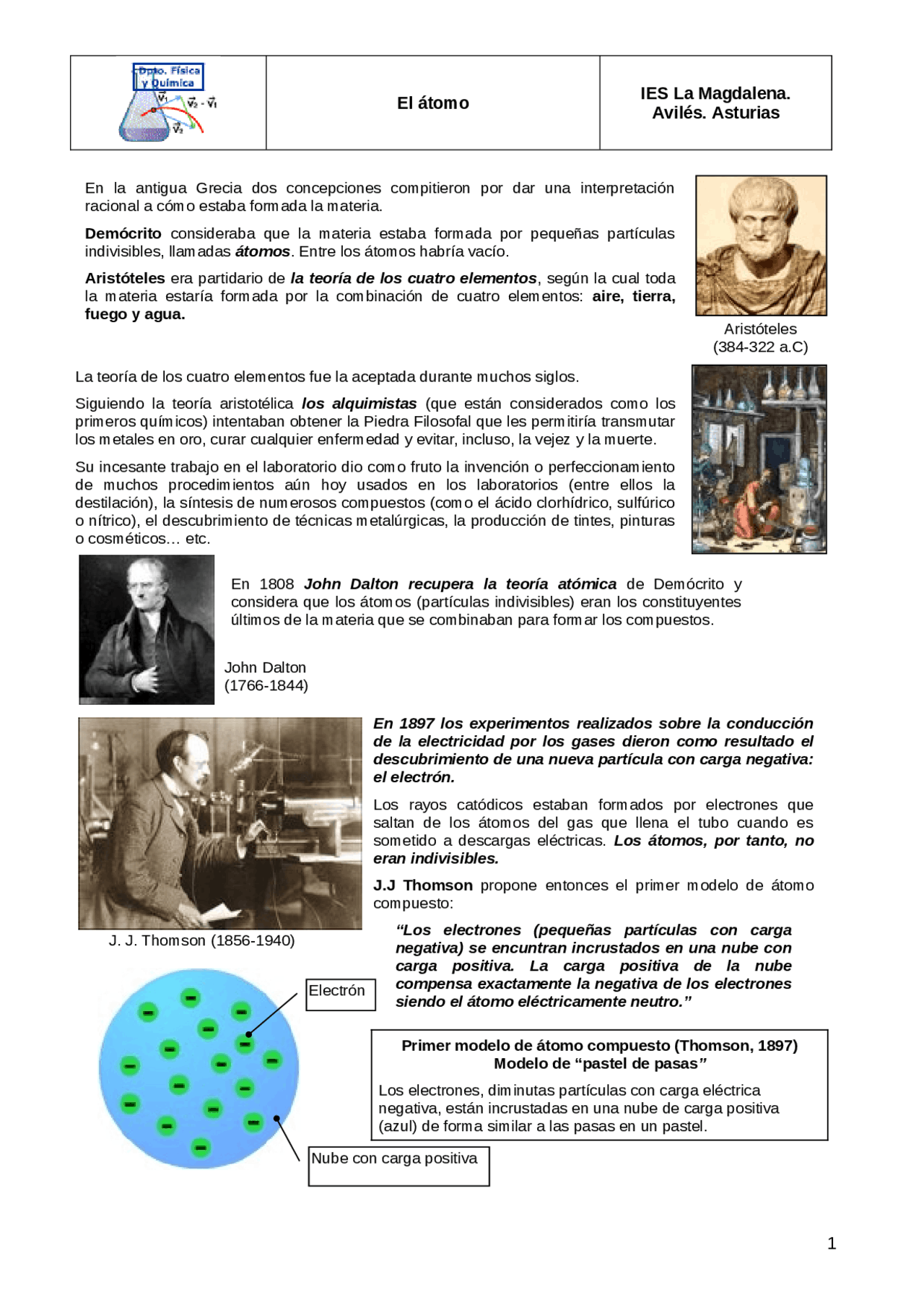 El atomo conceptos ejemplos y ejercicios | Resúmenes de Química | Docsity