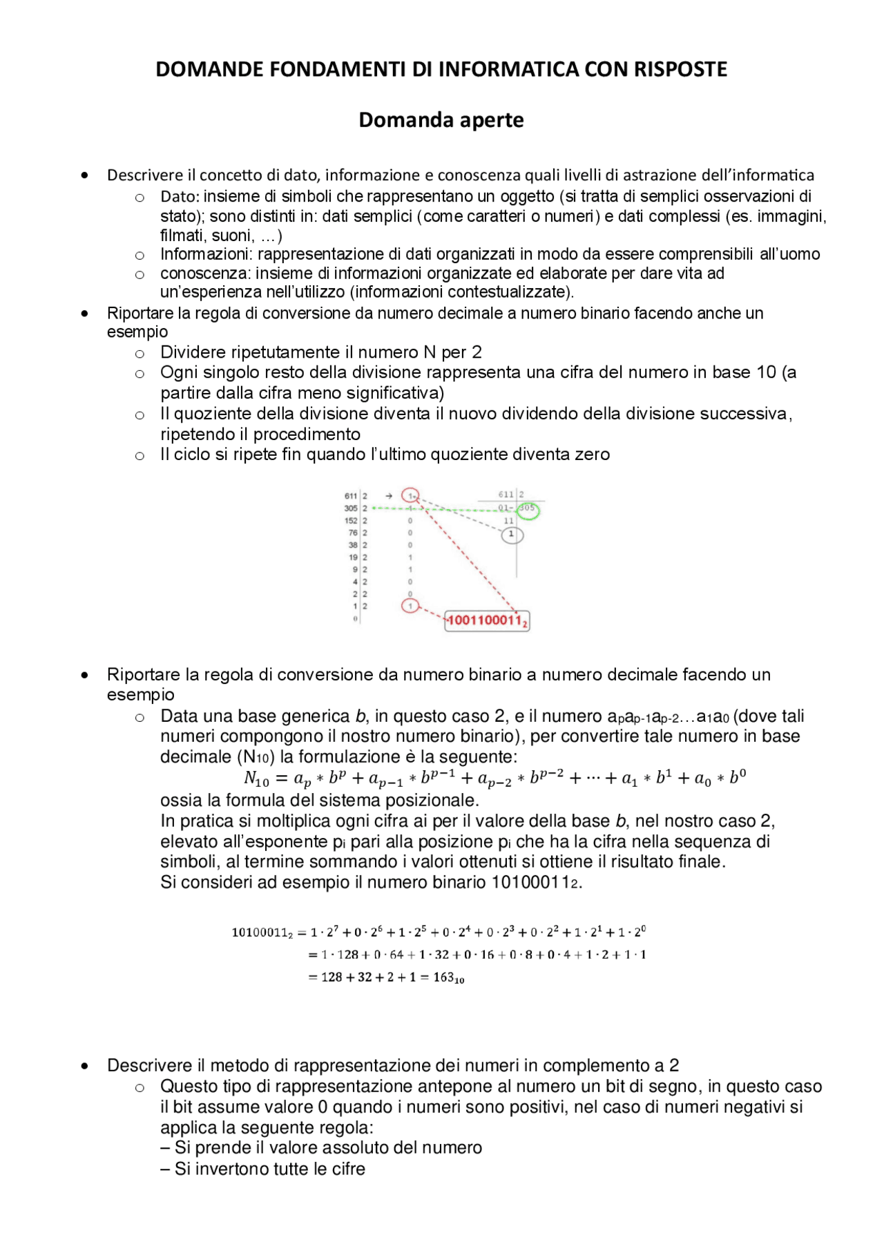 Fondamenti di Informatica (Domande aperte Paniere) - Vizza Patrizia - E-campus | Panieri di ...